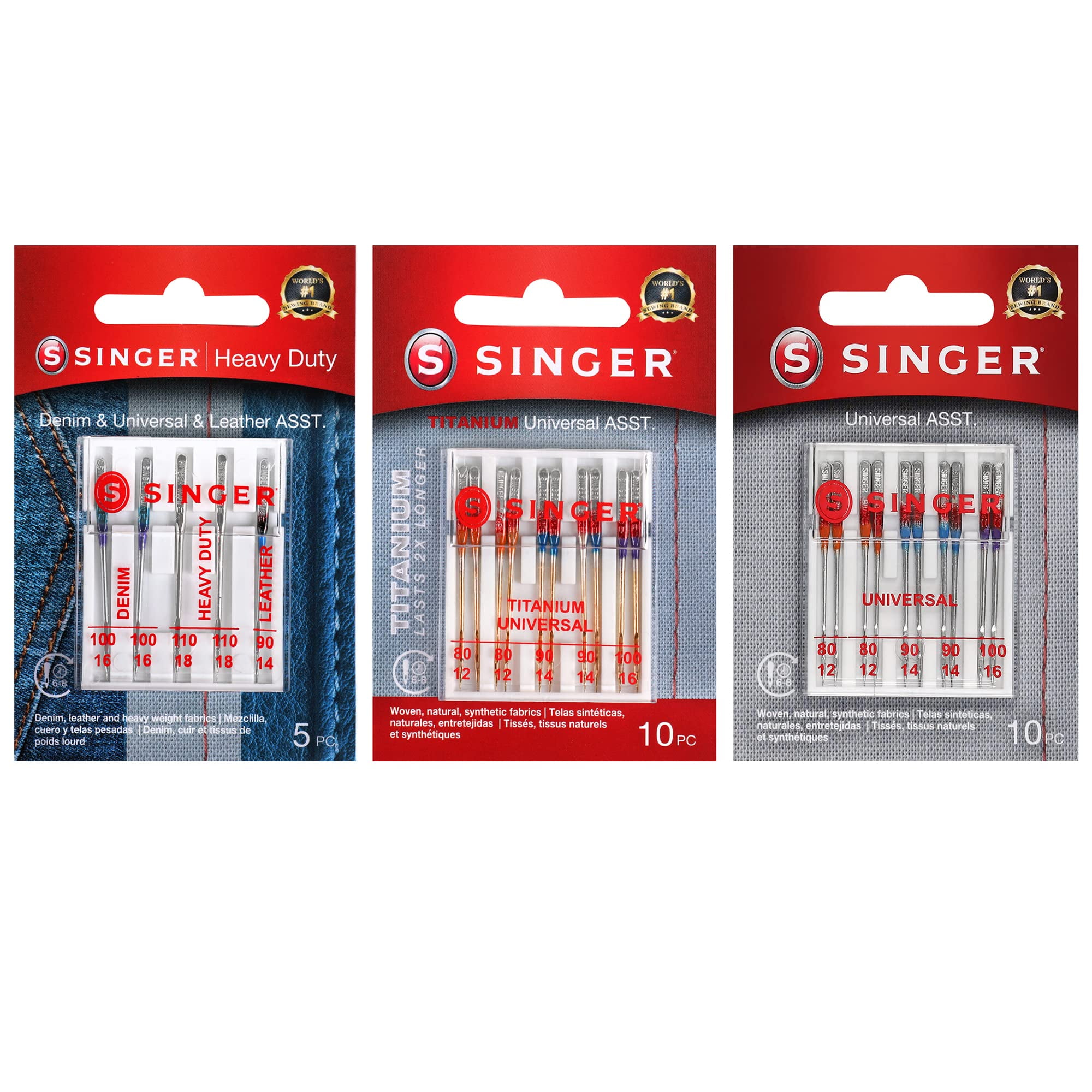 SINGER Assorted Universal Regular Needle and Heavy Duty Needle Bundle ...