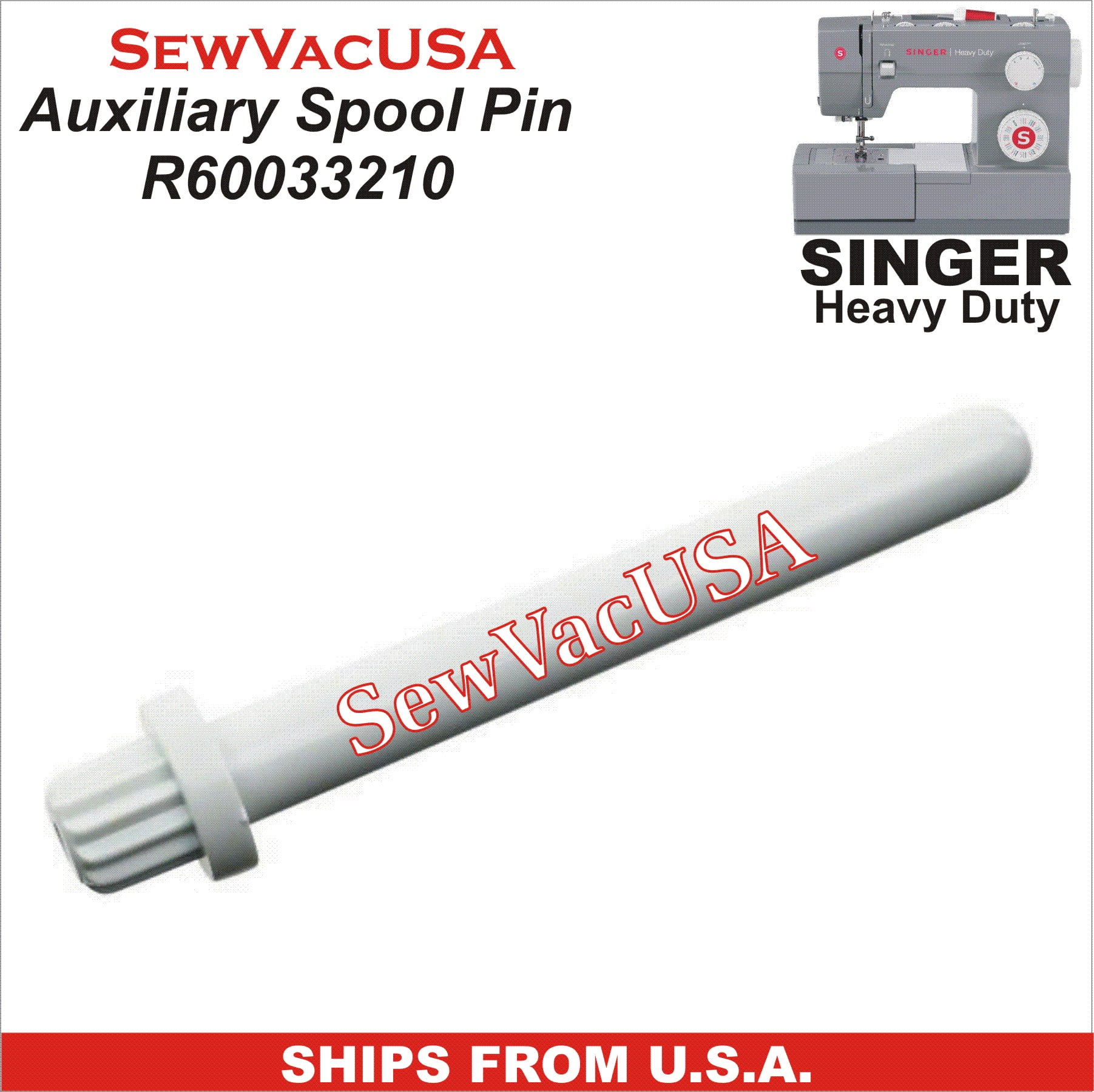 Sewvacusa SINGER Auxiliary Spool Pin R60033210, Fits Heavy Duty Models ...