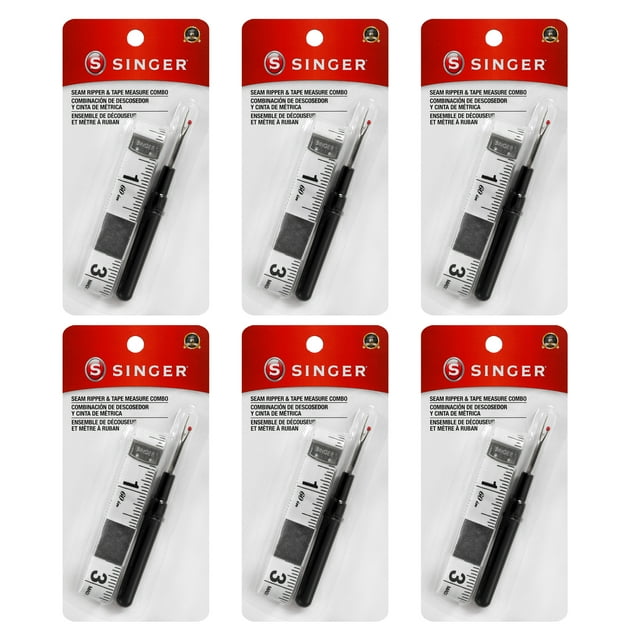 SINGER Black Handle Sewing Seam Ripper with 60in White Vinyl Tape ...