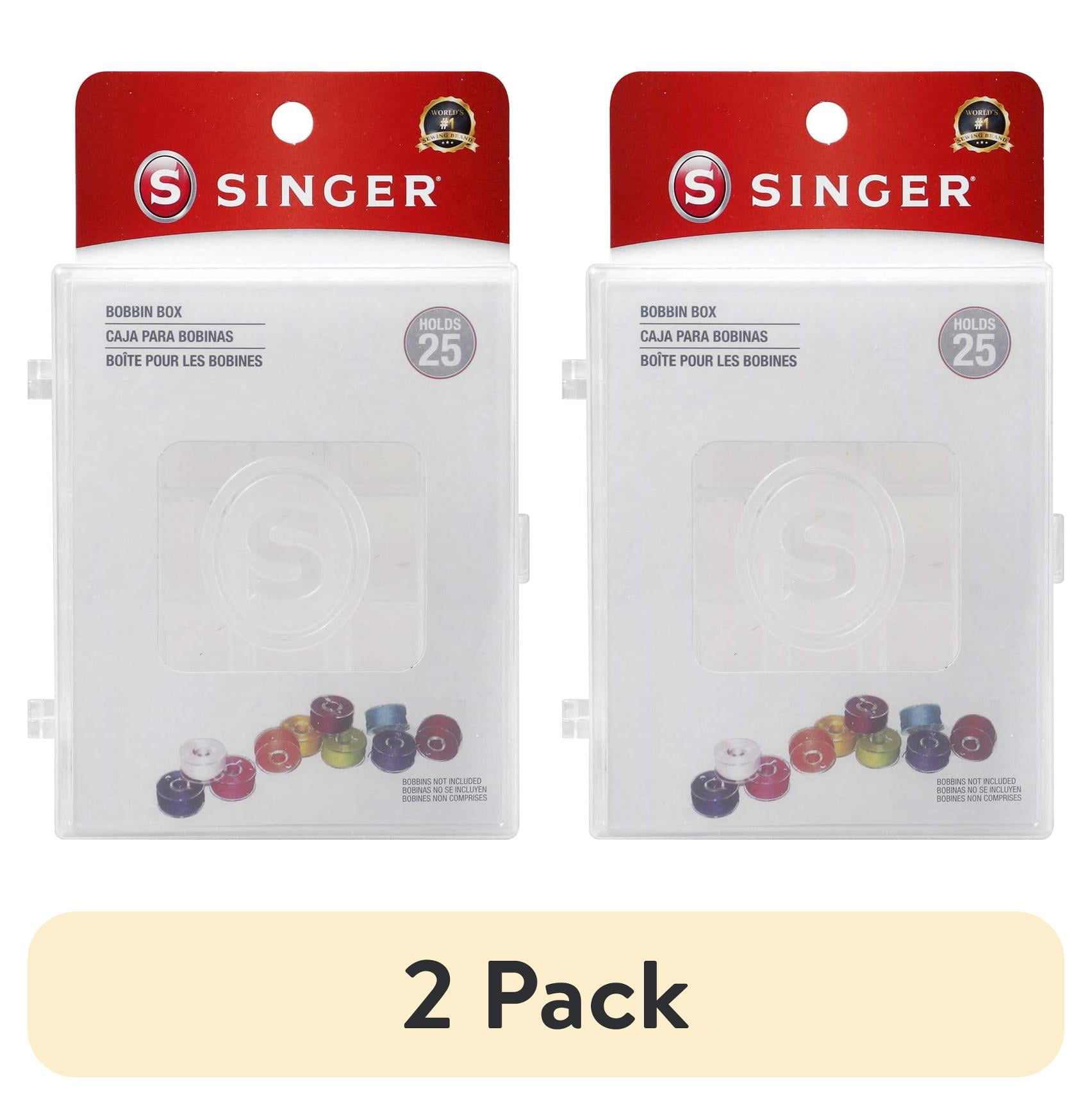 (2 pack) SINGER Bobbin Storage Box with Hinged Lid - Holds 25 Bobbins ...
