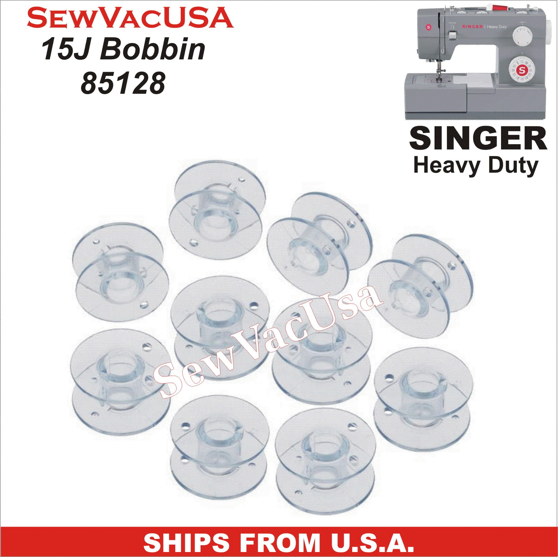 SINGER Compatible 15J Bobbins Fits Singer Heavy Duty Models & More See ...
