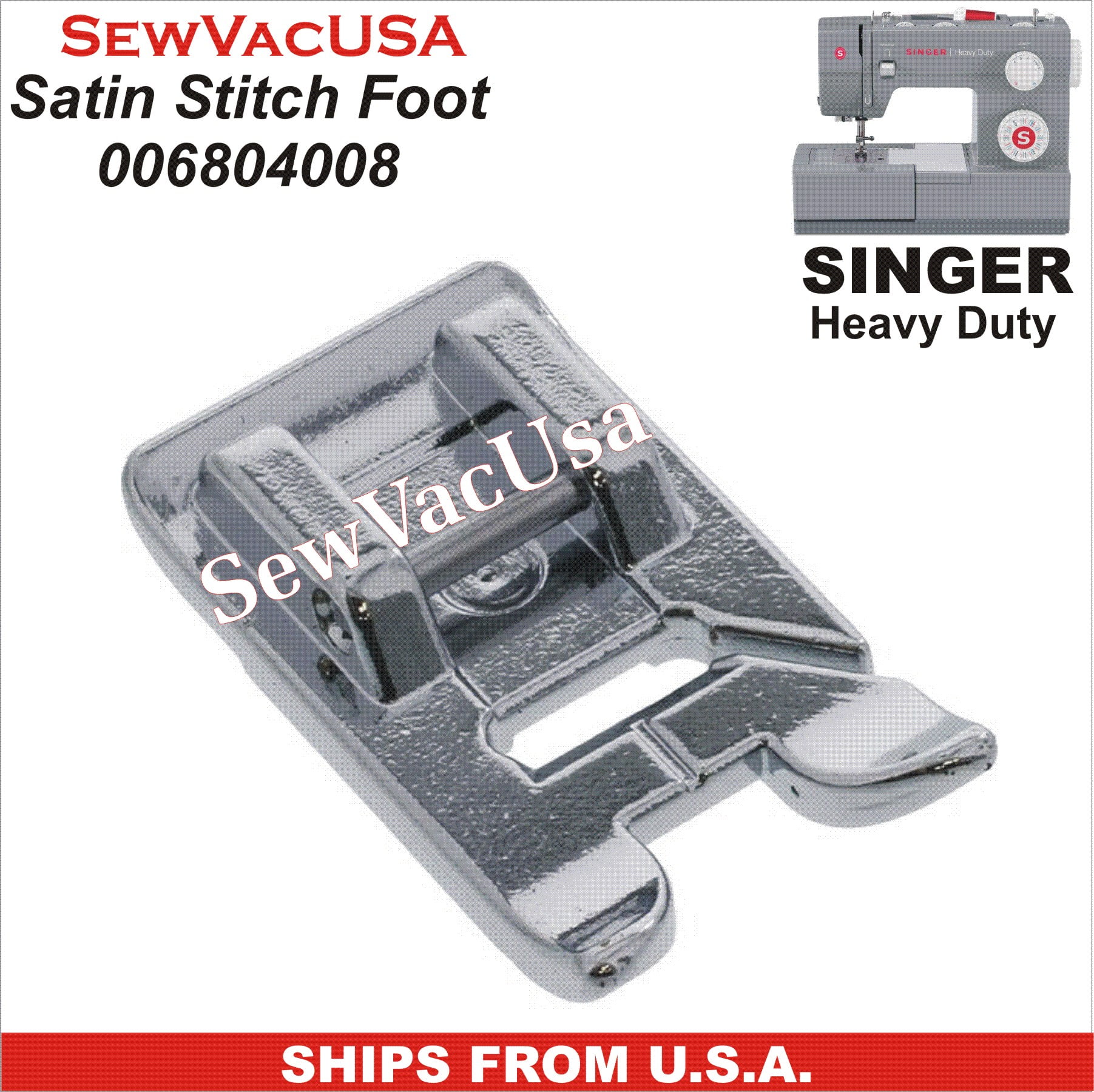 SINGER Compatible Satin Foot 006804008 Fits SINGER Heavy Duty Model ...