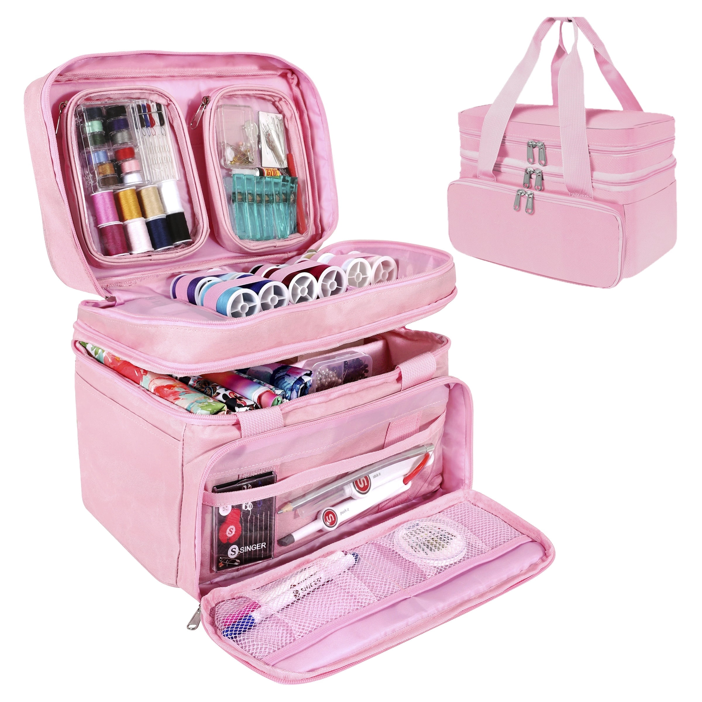 SINGER Double-Layer Sewing Organizer Bag with Detachable Pouches ...