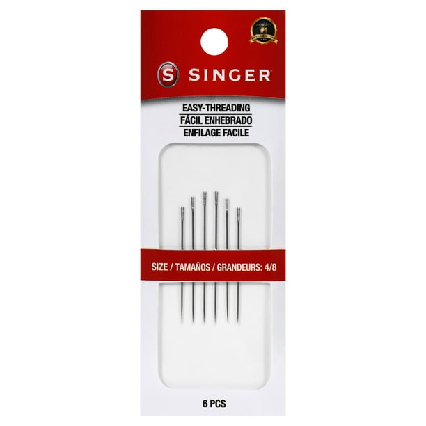 SINGER Easy-Threading Steel Hand-Sewing Needles, Sizes 4/8, 6 Pieces ...