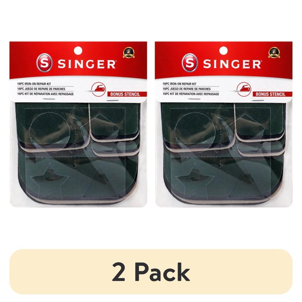 (2 pack) SINGER Fabric Iron-On Twill Patches Set in Assorted Sizes and ...