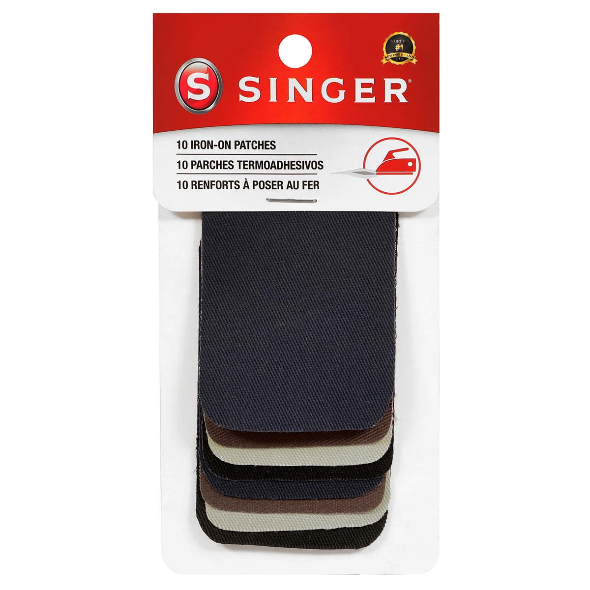 SINGER, Fabric Iron-On Patches, 2"x3", Assorted Dark Colors Pack of 10 ...