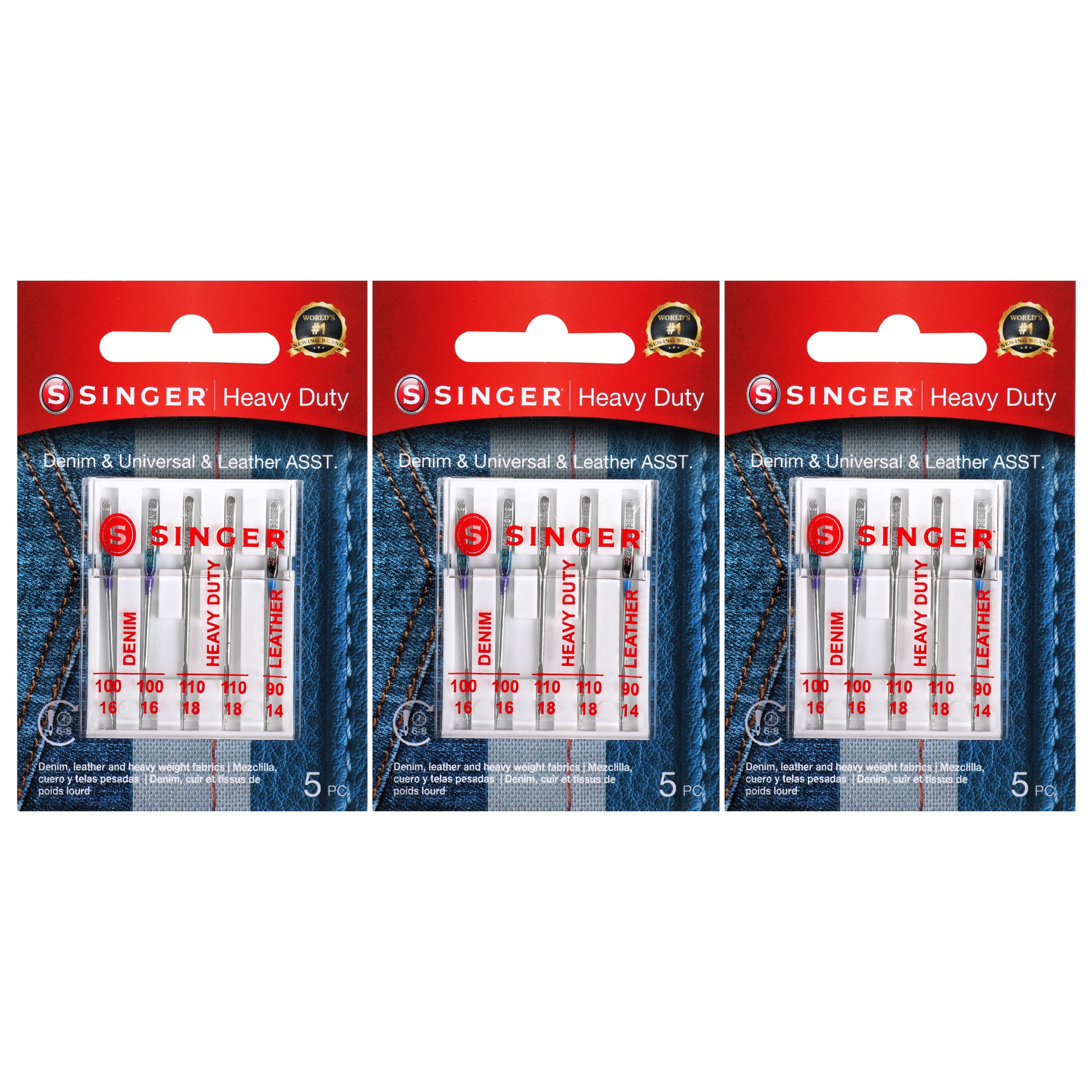 SINGER Heavy-Duty Sewing Machine Needles, Size 90/14, 100/16, 110/18 ...