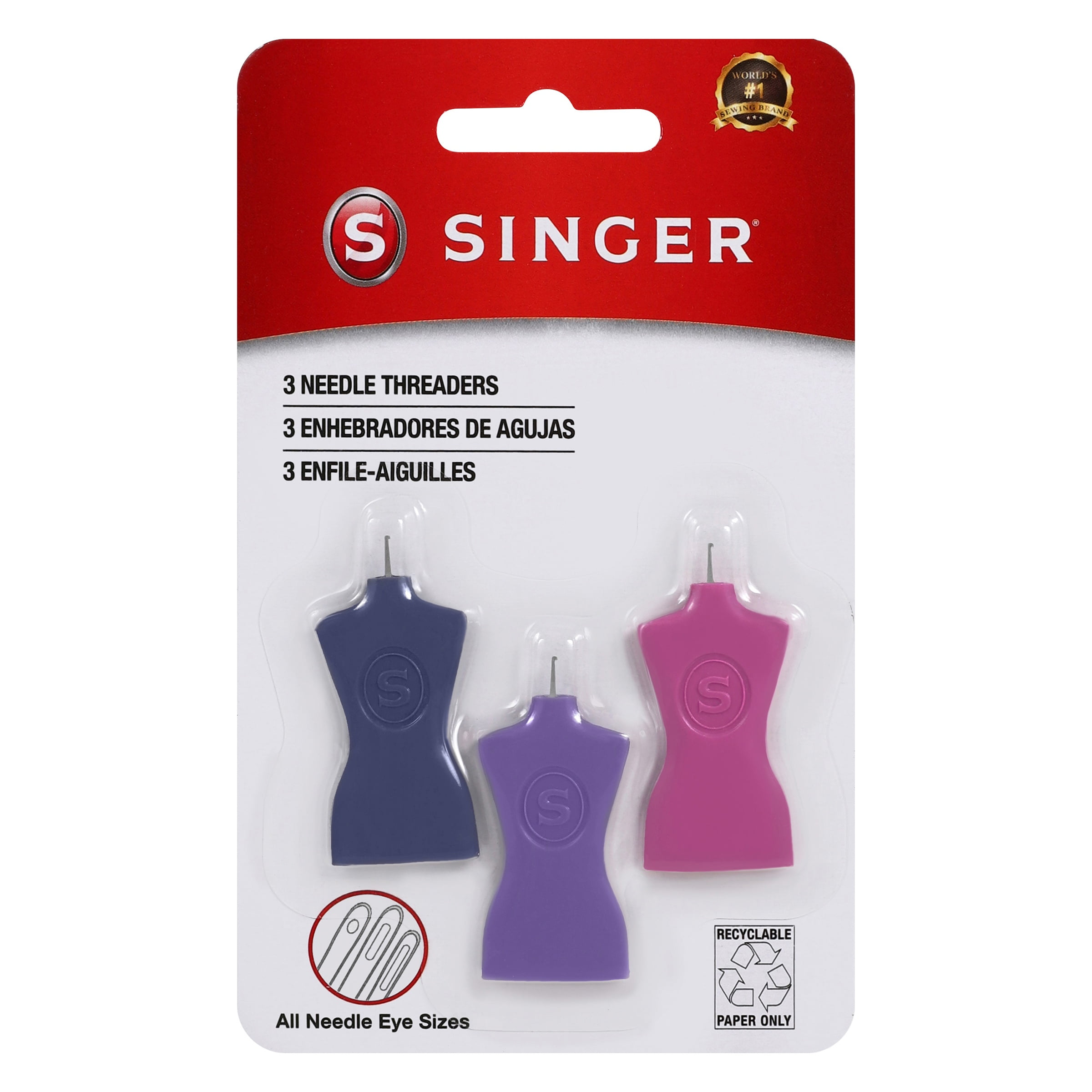 SINGER Hook Eye Needle Threaders, Set of 3 - Versatile & Easy Threader ...