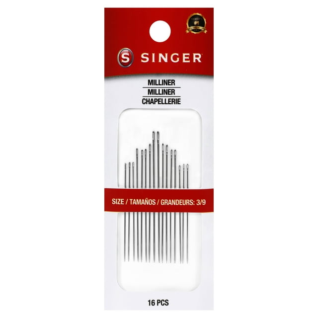 SINGER Milliner Steel Hand-Sewing Needles, Sizes 3/9, 16 Pieces ...