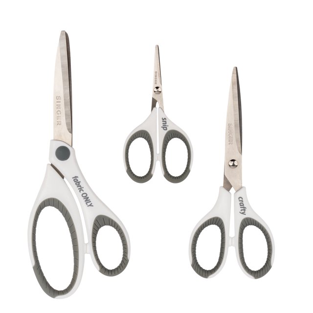 "SINGER 3pc Scissor Set: 8.5"" Sewing, 6.5"" Craft, 4"" Detail Shears ...