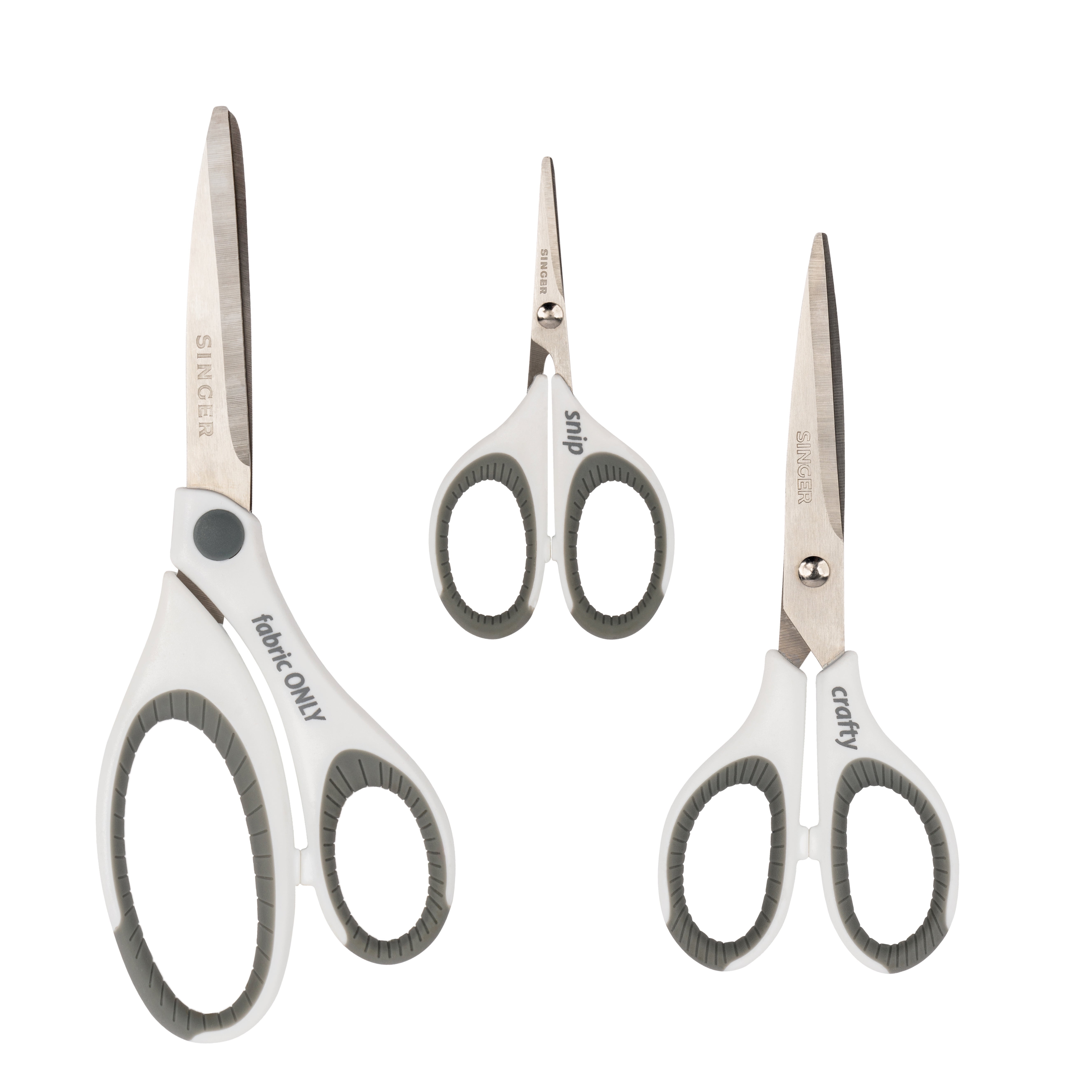 "SINGER 3pc Scissor Set: 8.5"" Sewing, 6.5"" Craft, 4"" Detail Shears ...