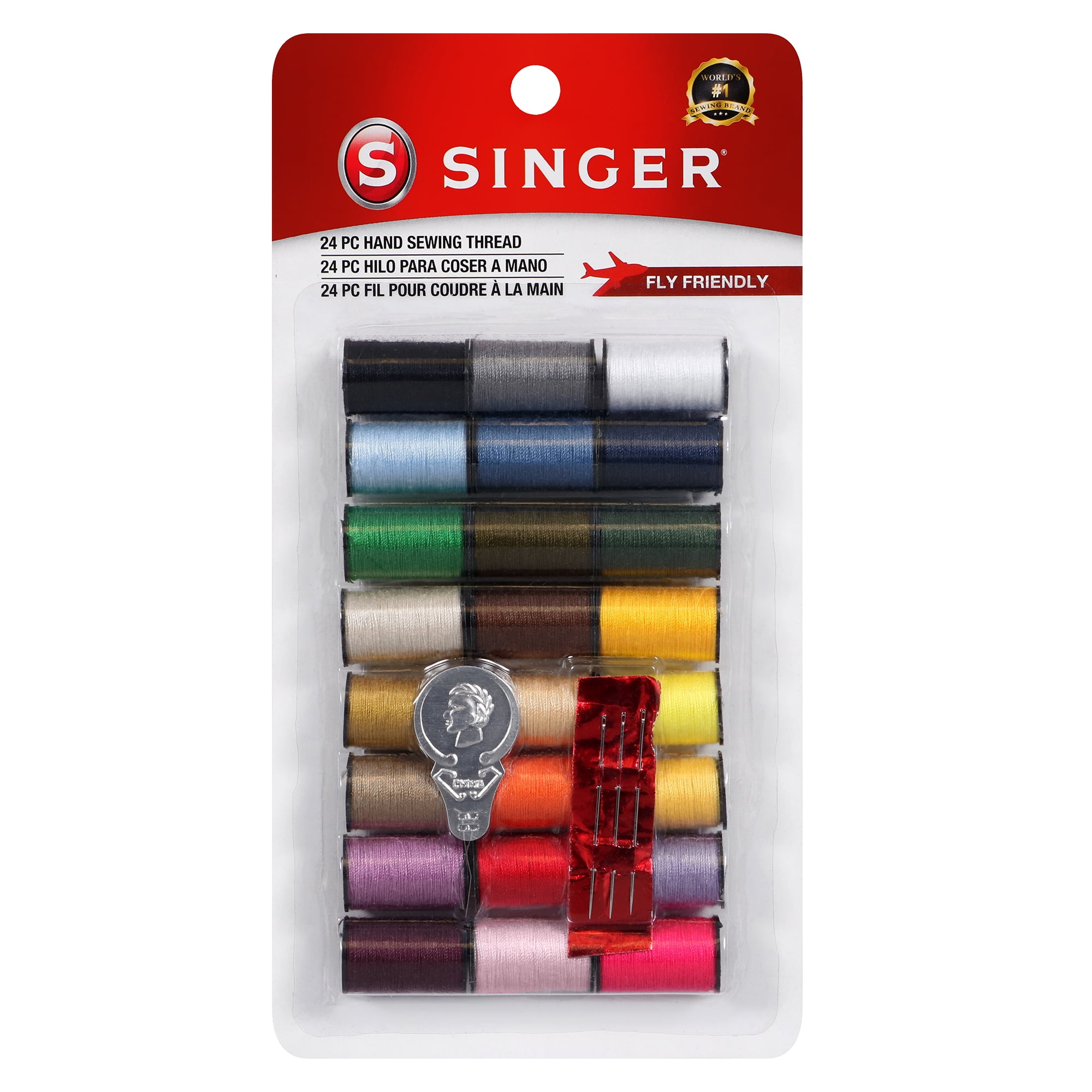 SINGER Polyester Hand-Sewing Thread, Assorted Colors, 24 Count ...