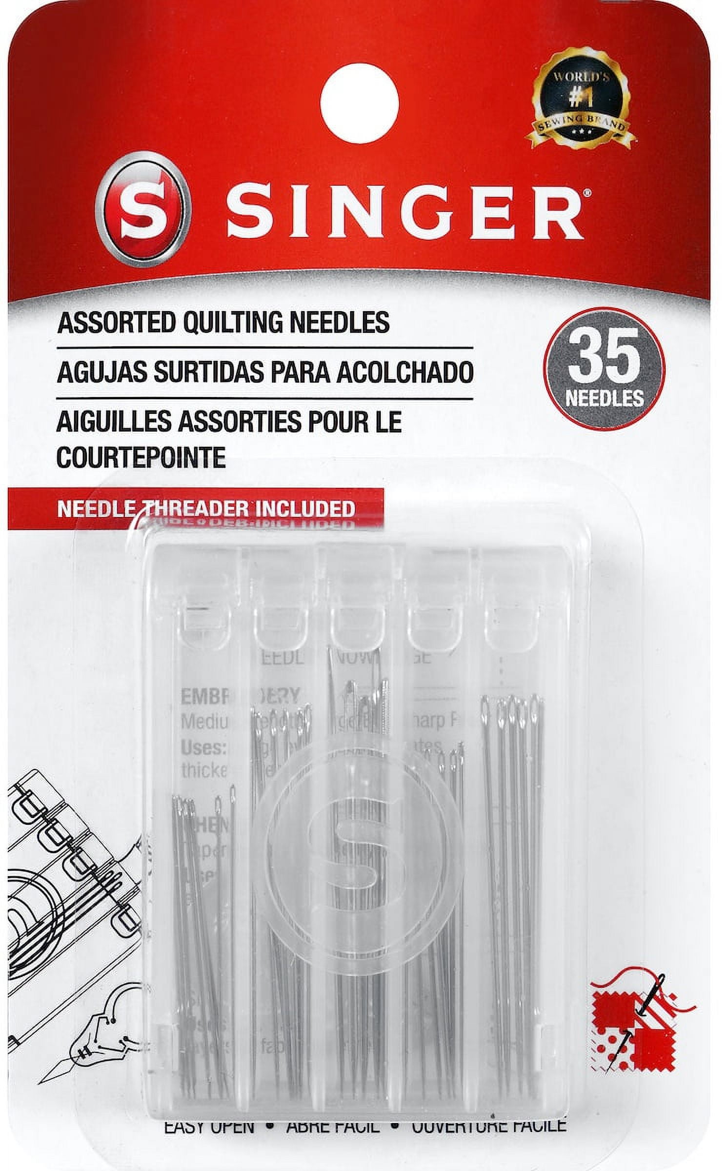 SINGER Assorted Quilting Hand Needles with Compact and Needle Threader ...