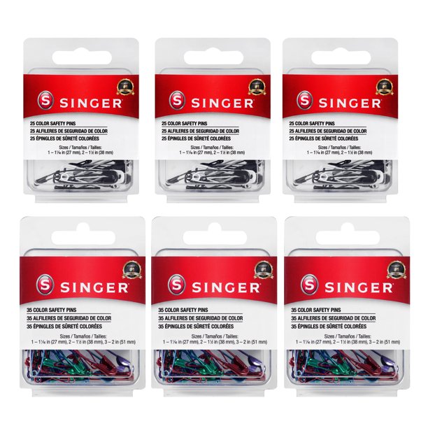 SINGER Safety Pins for Crafts and Sewing in Assorted Sizes, Black ...