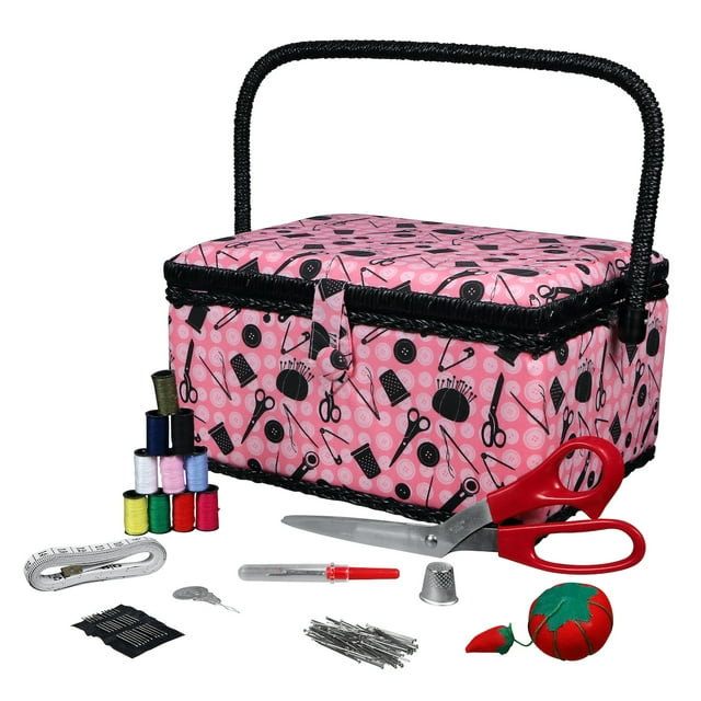 SINGER Compact Sewing Basket & 126pcs Essential Accessories Kit with ...