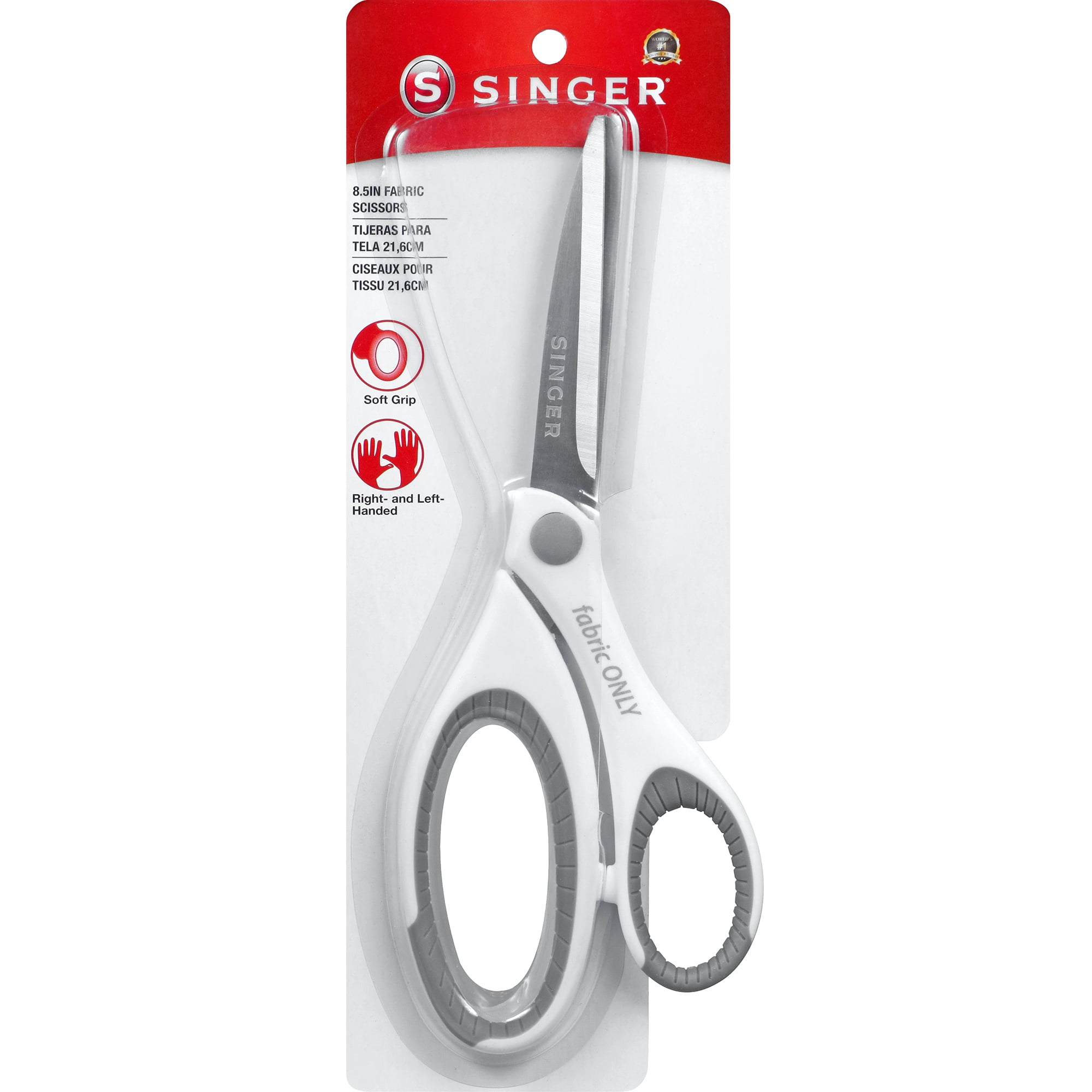 SINGER 8.5-Inch Sewing Scissors, Rubberized Comfort Grip, Stainless ...