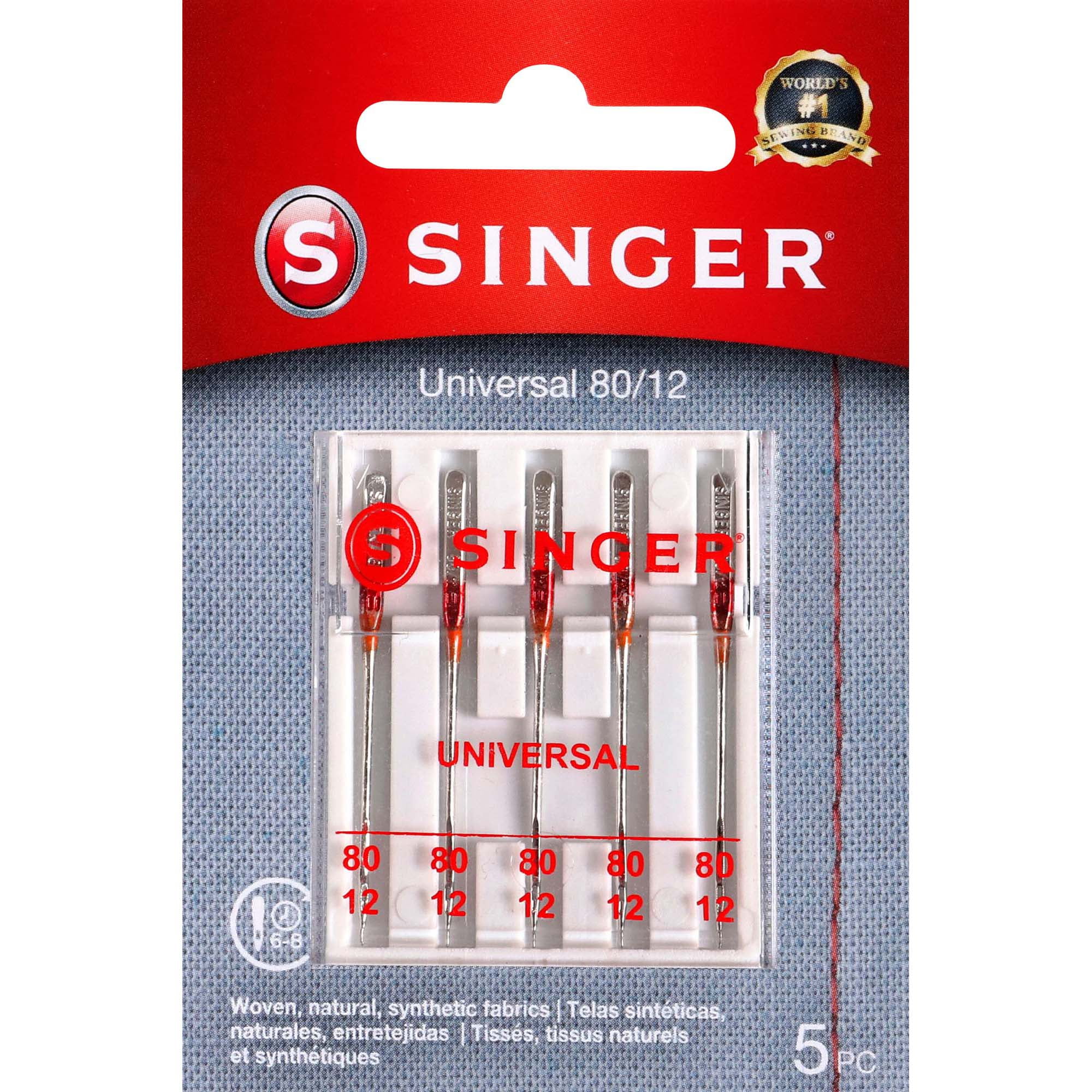 SINGER Size 80/12 Universal Regular Point Sewing Machine Needles (5 ...