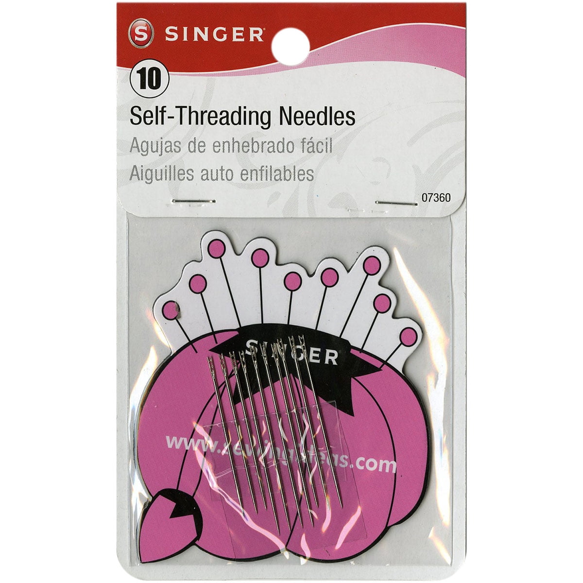 SINGER Steel Self-Threading Hand Needles with Storage Magnet, 10 Count ...