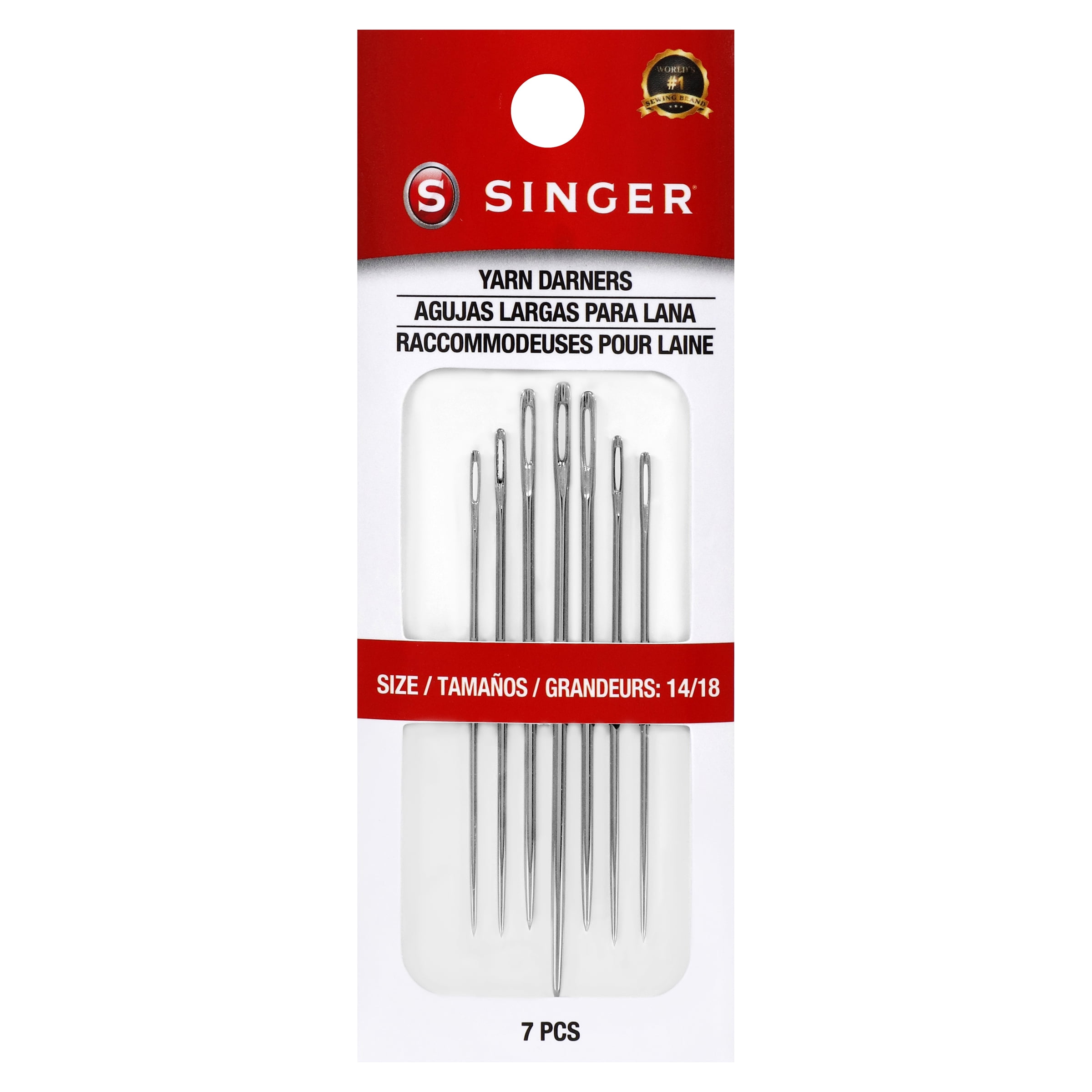 SINGER Yarn Darner Steel Large-Eye Hand-Sewing Needles, Sizes 14/18, 7 ...