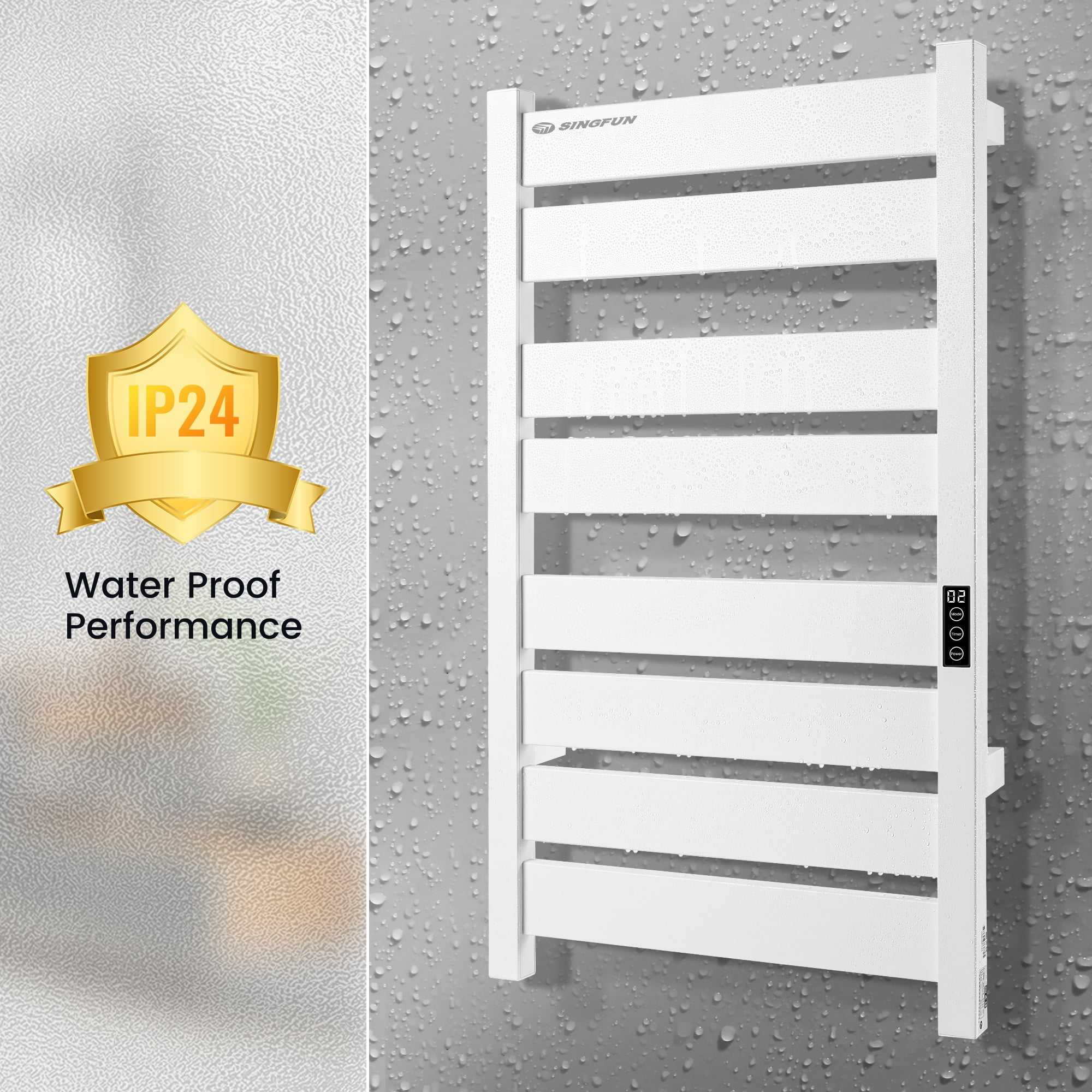 SINGFUN Towel Warmer,Heated Towel Rack with 8 Bars Design Electric Towel Warmer with Built-in ...