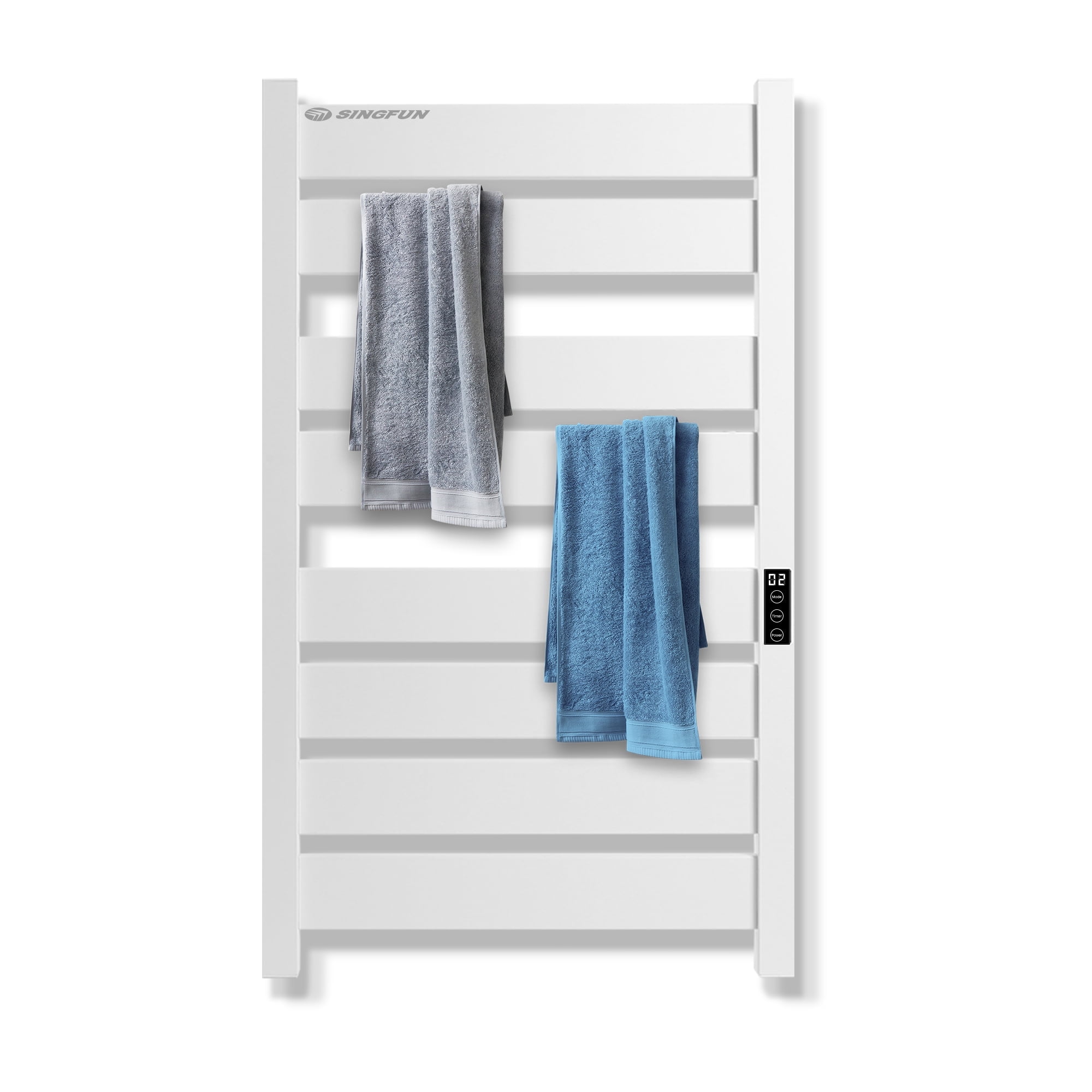 SINGFUN Wall-Mounted Towel Warmer - 8 Bars Design, Built-in Timer, Adjustable Temperature, White ...