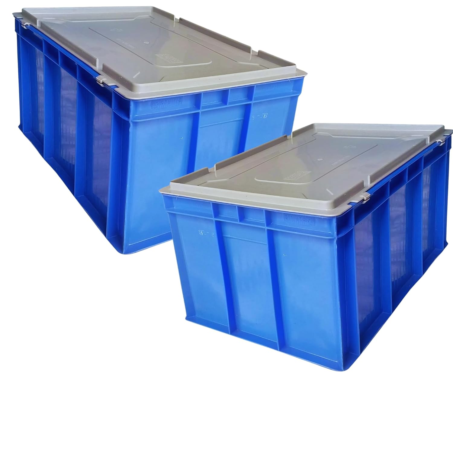 SINGHAL Plastic Crate 60x40x27 CM With Lid Pack of 2 Multipurpose Heavy ...