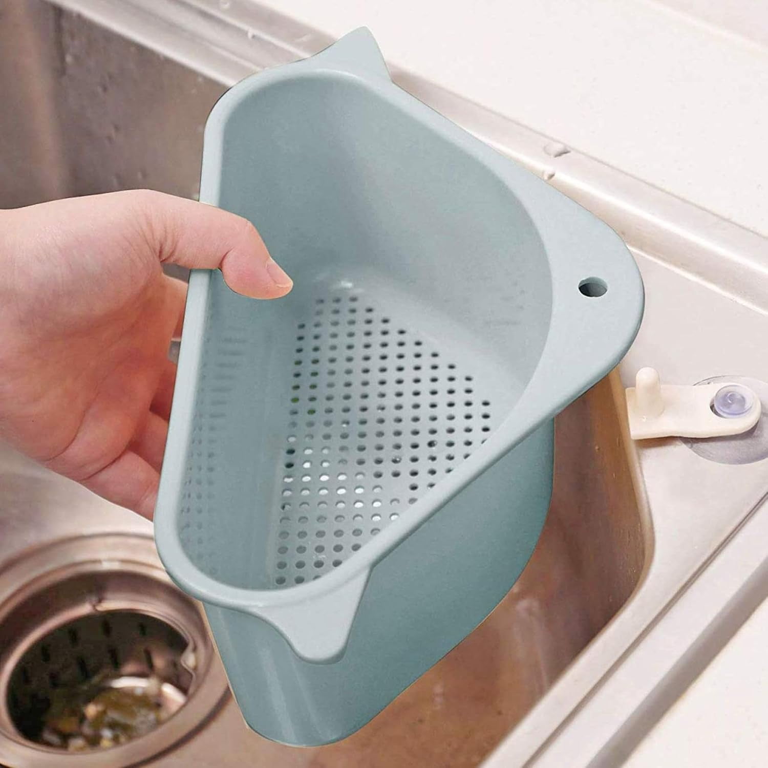 SINGHAL Plastic Triangle Shape Sink Storage Rack Drain Shelf Suction ...