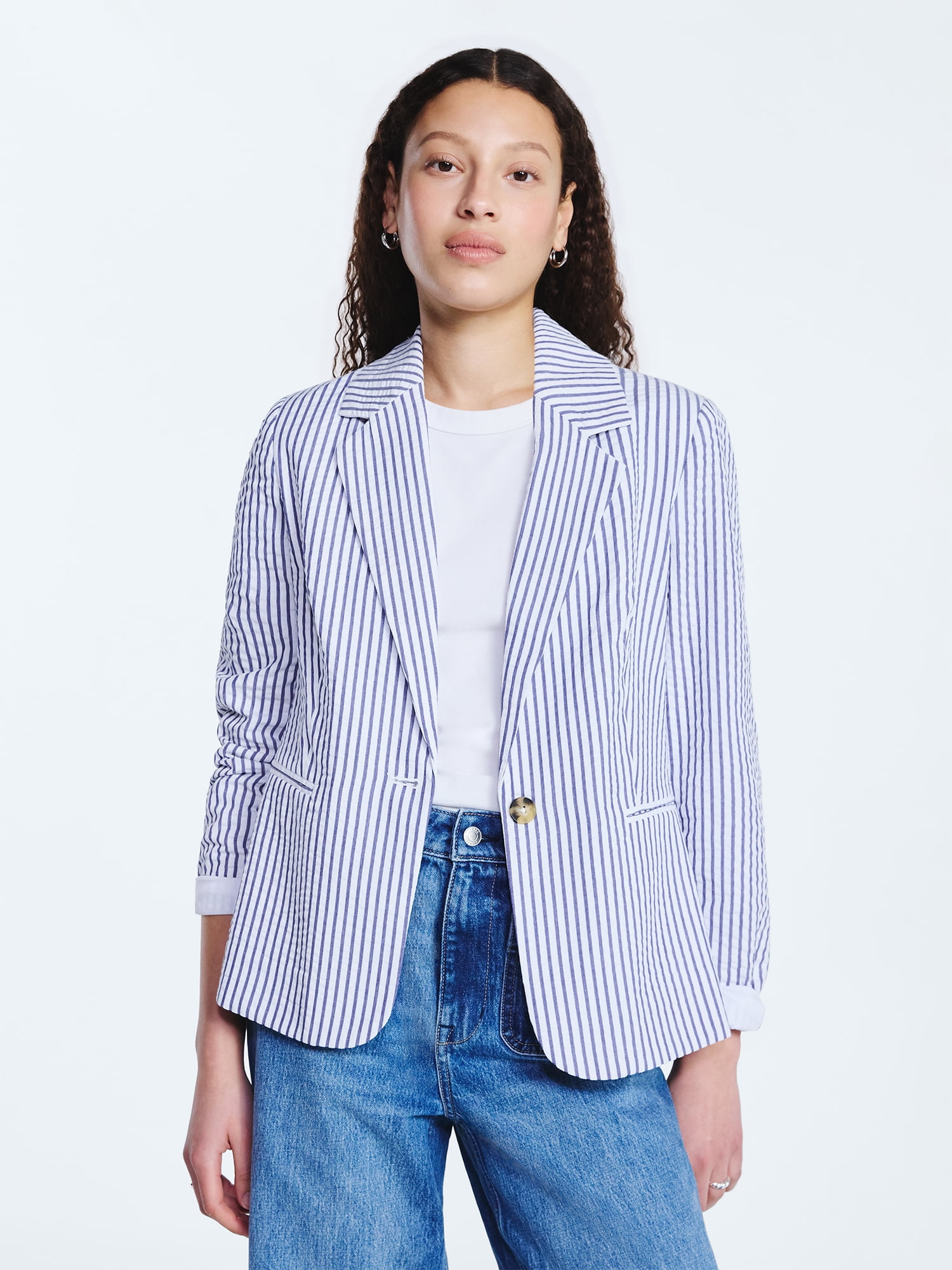 Free Assembly Women's and Women's Plus Single Breasted Blazer, Sizes XS ...