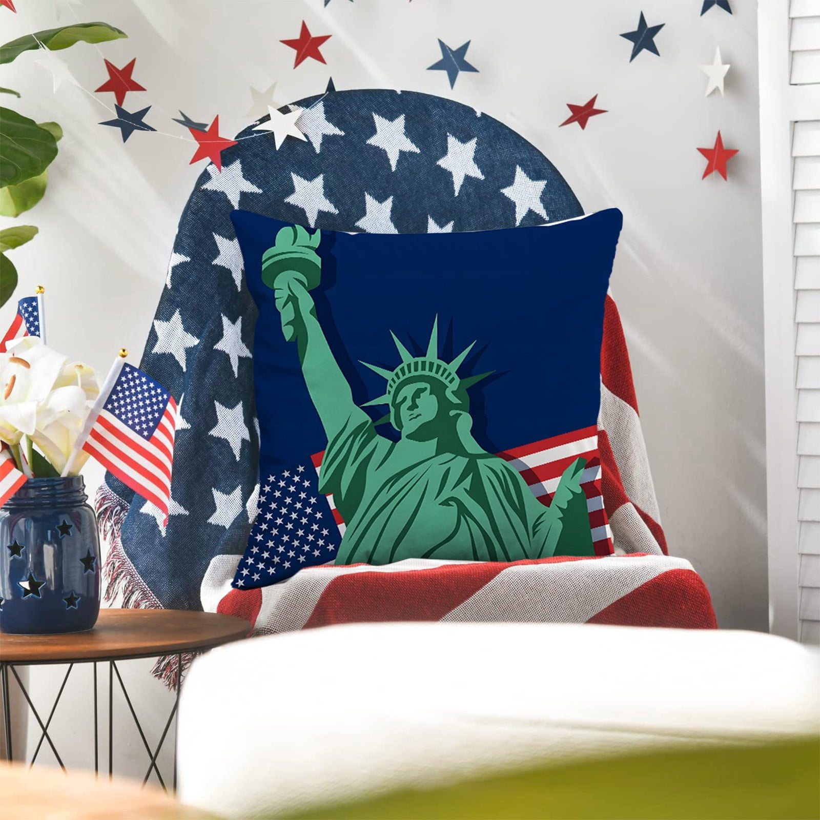 SINIMOKO 4th Of July Cushion Covers Star Flag Patriotics Cushion Covers ...