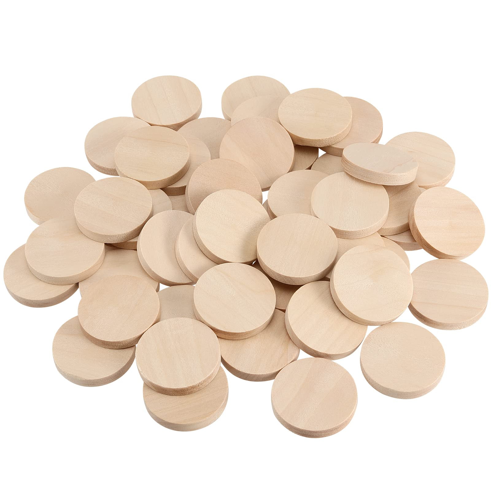SINJEUN 100 Pack 1.5 Inch Round Wood Coins, Wood Cutout Circles Chips ...
