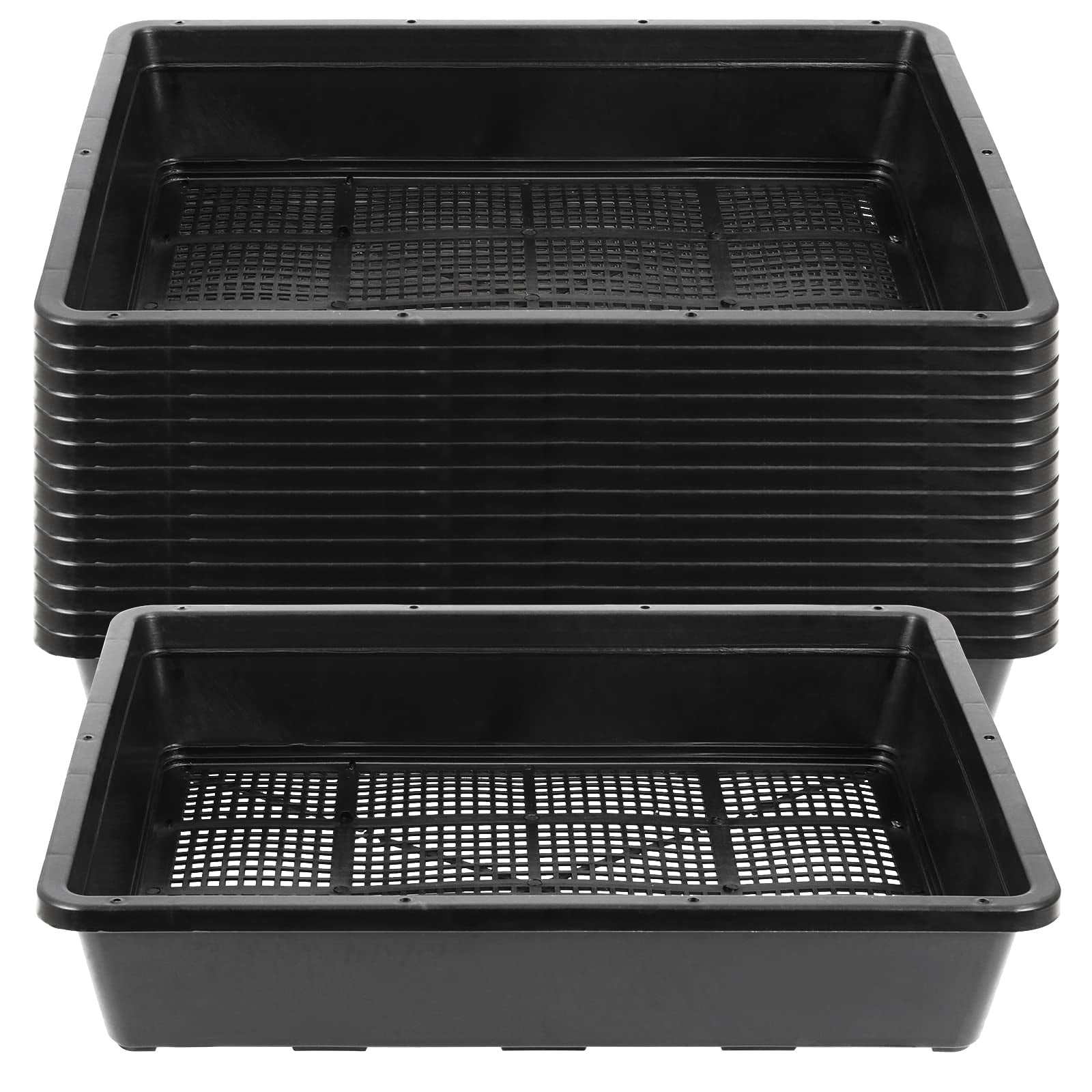 SINJEUN 15 PackTRDN Black Plastic Mesh Bottom Seed Starter Trays - 14.6 ...