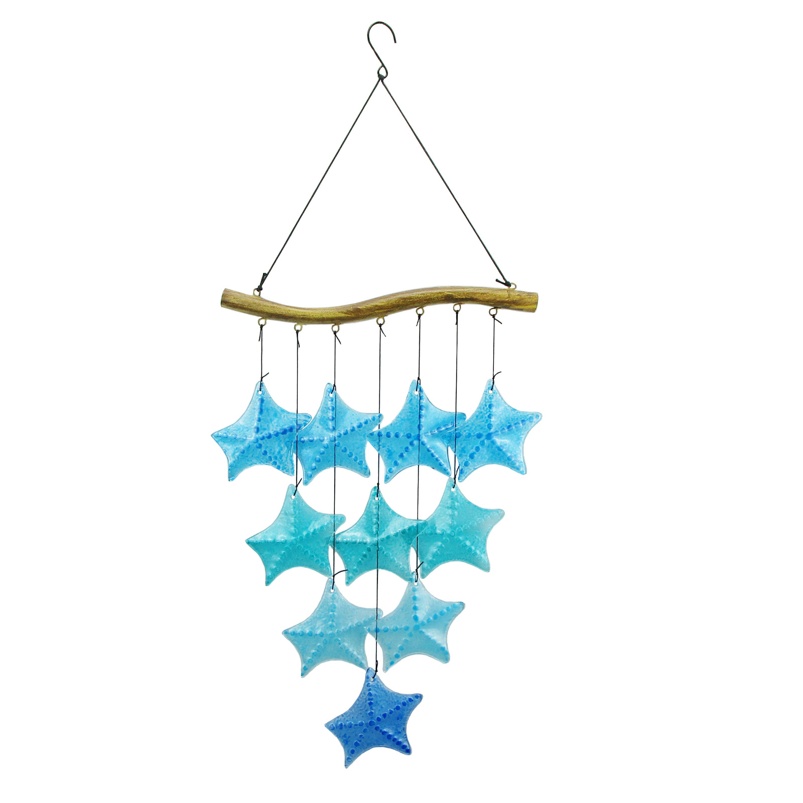 SINKOO 28" Blue Glass Starfish Wind Chimes -Unique Handcrafted Starfish ...