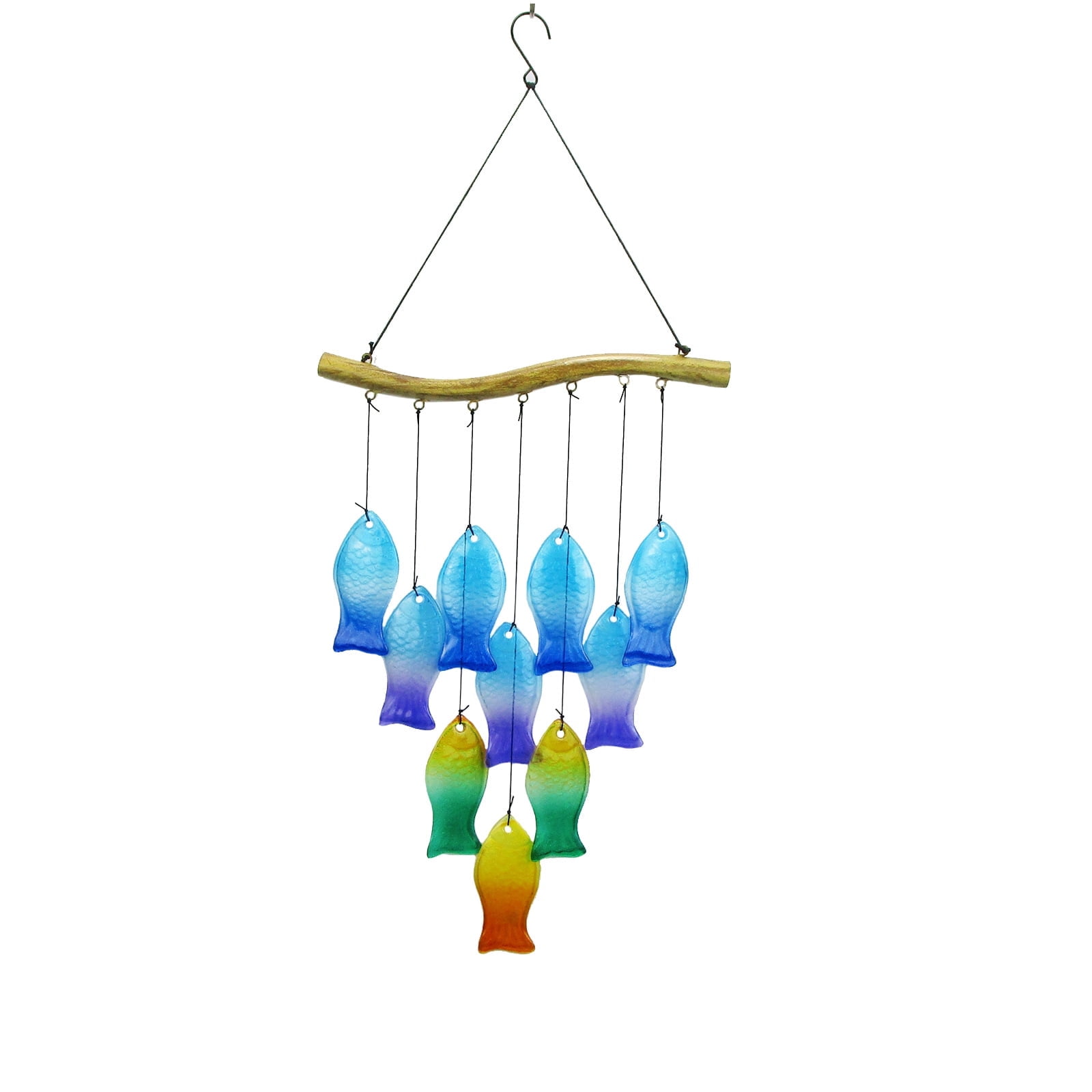 SINKOO 28" Colorful Glass Fish Wind Chimes -Unique Handcrafted Fish ...
