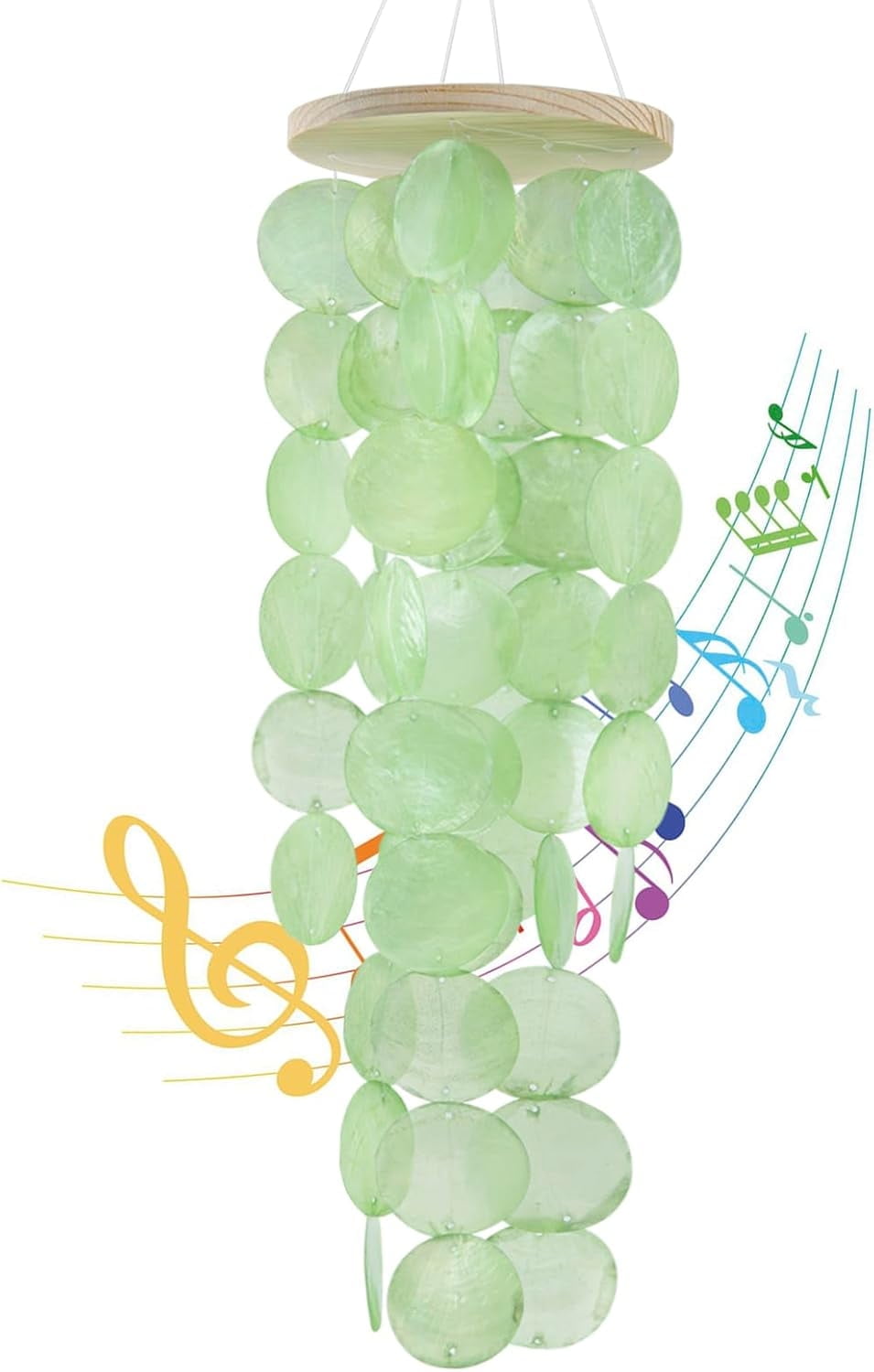 SINKOO Wind Chimes for Outside, Handcrafted Green Capiz Shells ...