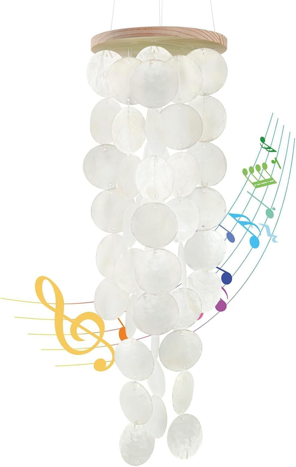 SINKOO Wind Chimes for Outside - Handcrafted White Capiz Shells ...