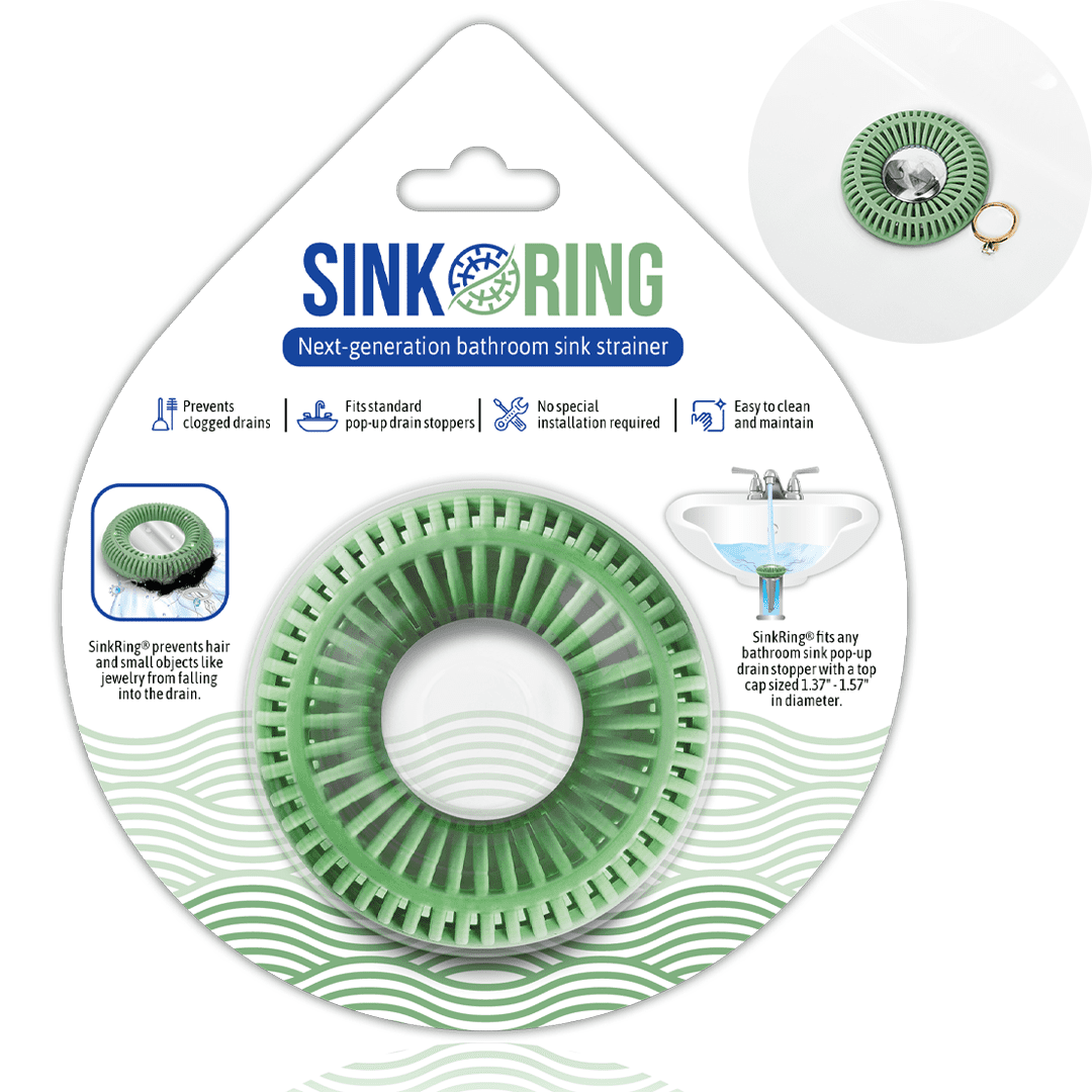 SINKRING The Ultimate Bathroom Sink Drain Protector Hair Catcher ...