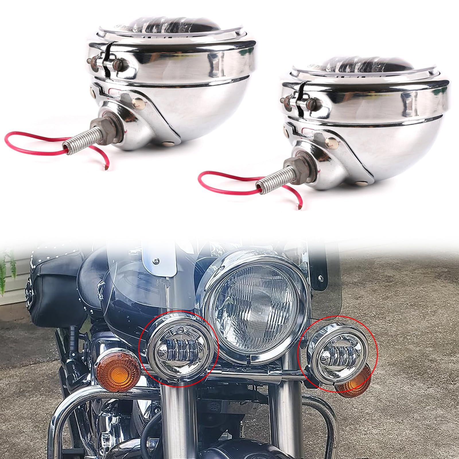 SINLIRU Chrome Passing Lights YPF5 Assembly 4.5inch Motorcycle LED ...
