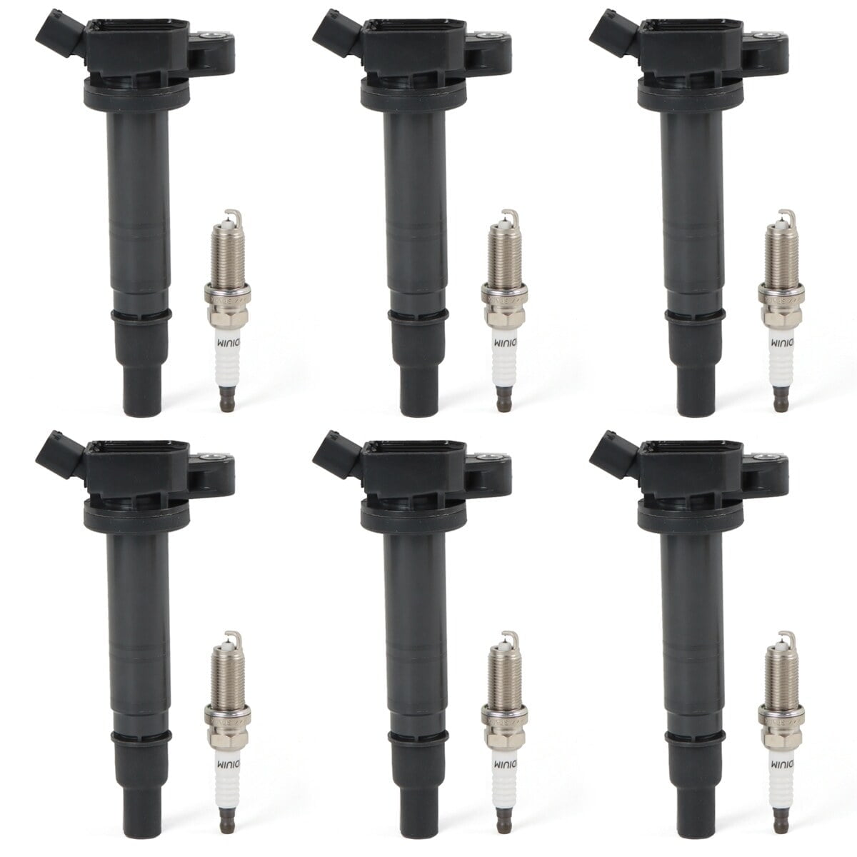 SINOCMP 6PCS UF495 Ignition Coils& 6176 Double Iridium Spark Plugs Compatible with Toyota ...