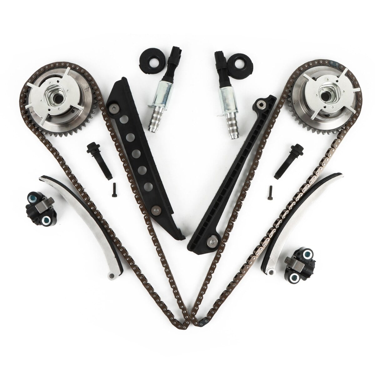 SINOCMP Timing Chain Kit Camshaft Phaser VCT Selenoid for 05-10 Ford 4 ...