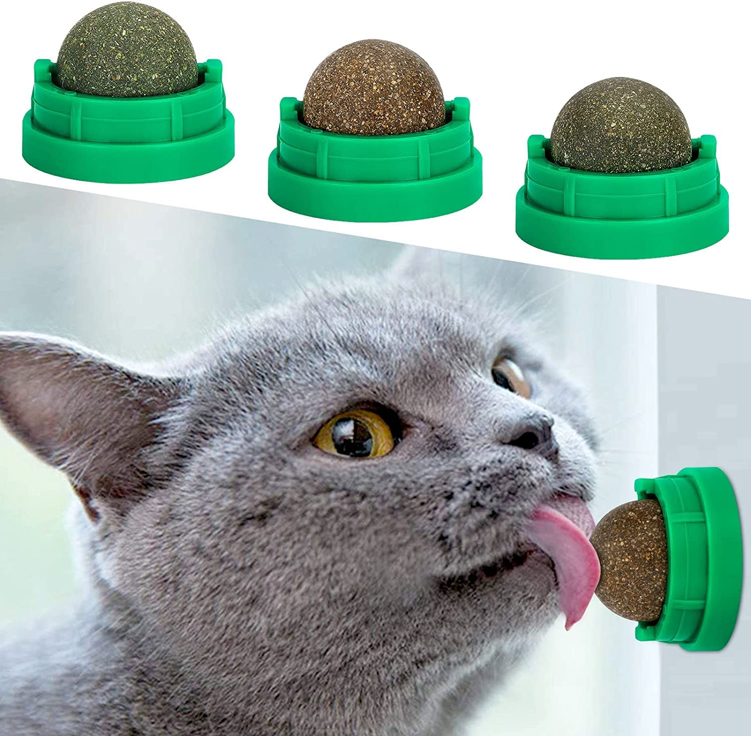 SINROBO 3 Pack Catnip Balls, Catnip Ball for Cats Wall, Edible Kitty ...