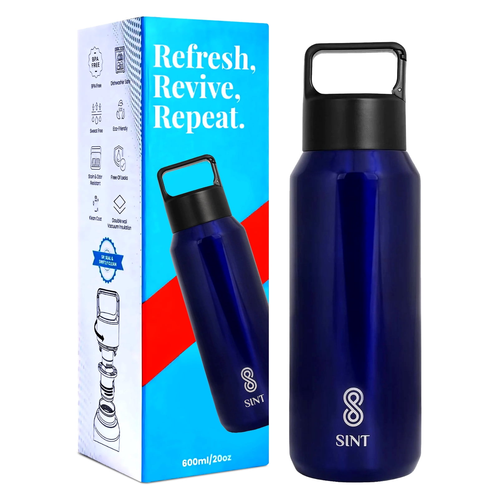 SINT Sports Water Bottle,Insulated,Leak Proof, Stainless Steel 20 Oz ...