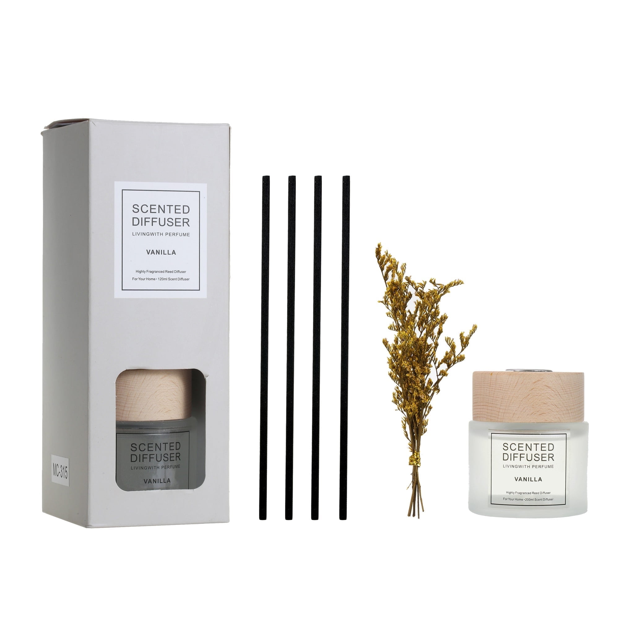 SINT Vanilla Scented Reed Diffuser Kit, 200ml with 4 Sticks, Calming ...