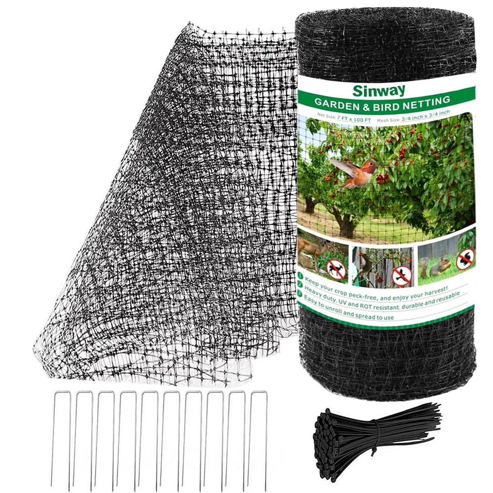 Sinway Garden Netting, 7'x100' Reusable Fence Netting Mesh, Protection ...