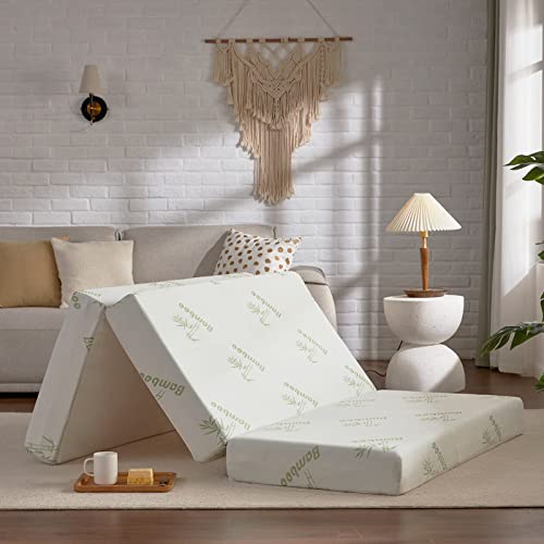 SINWEEK Memory Foam Folding Mattress with Storage Bag, 4 Inch Foldable ...