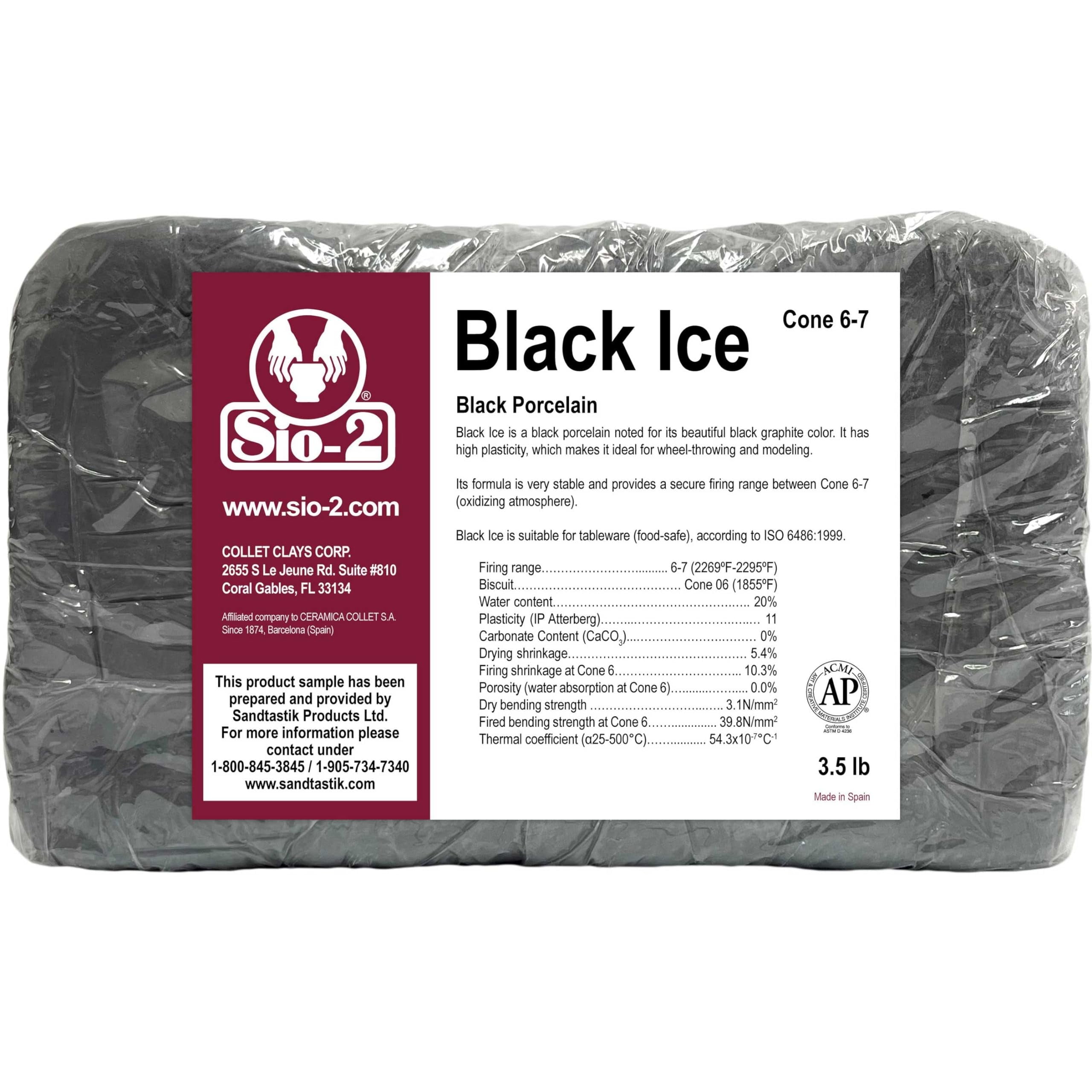 SIO-2 Black Ice Porcelain Ceramic Pottery Clay | 3.5 lb, Cone 6-7 ...