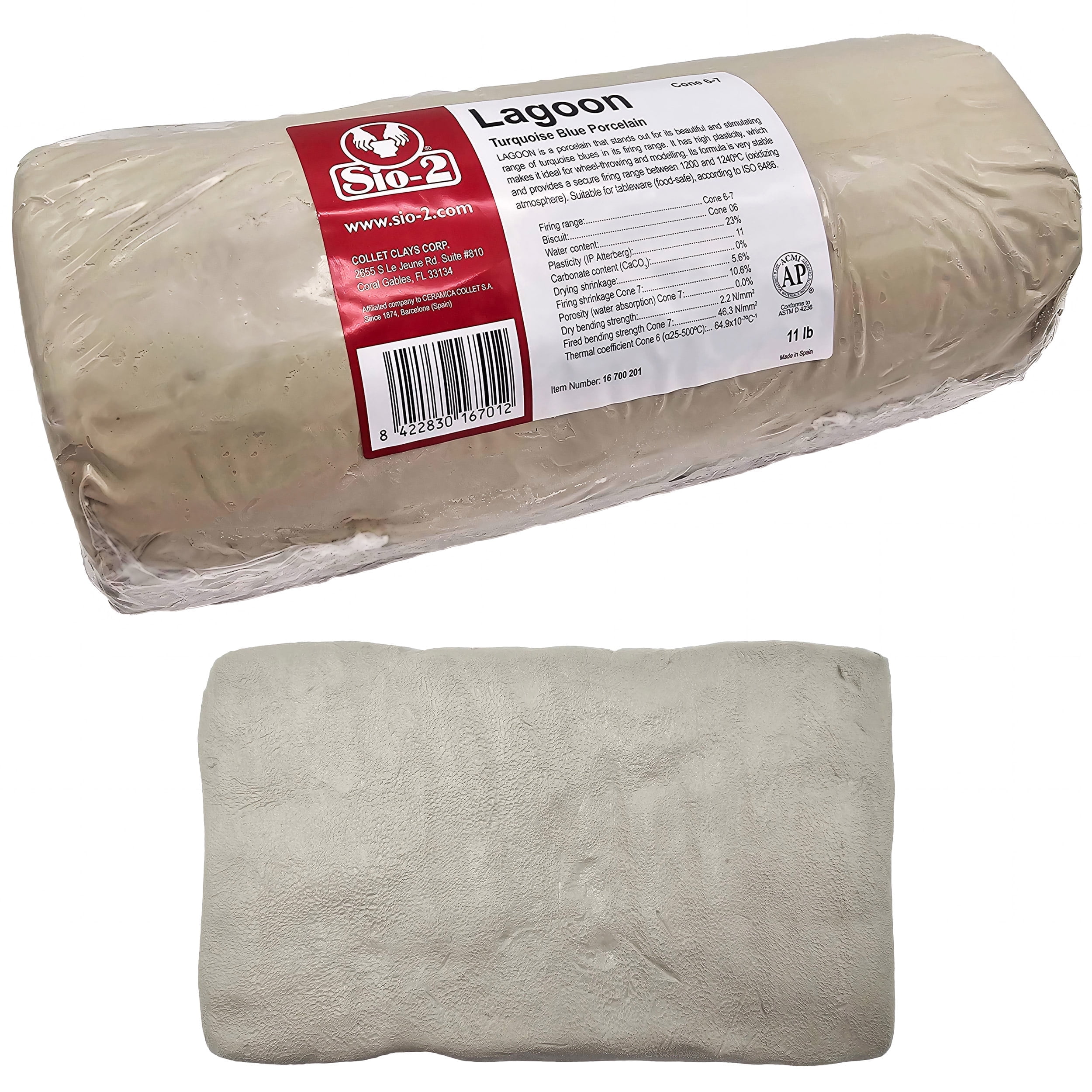 SIO-2 Lagoon Turquoise Porcelain Ceramic Pottery Clay - 11 lbs ...