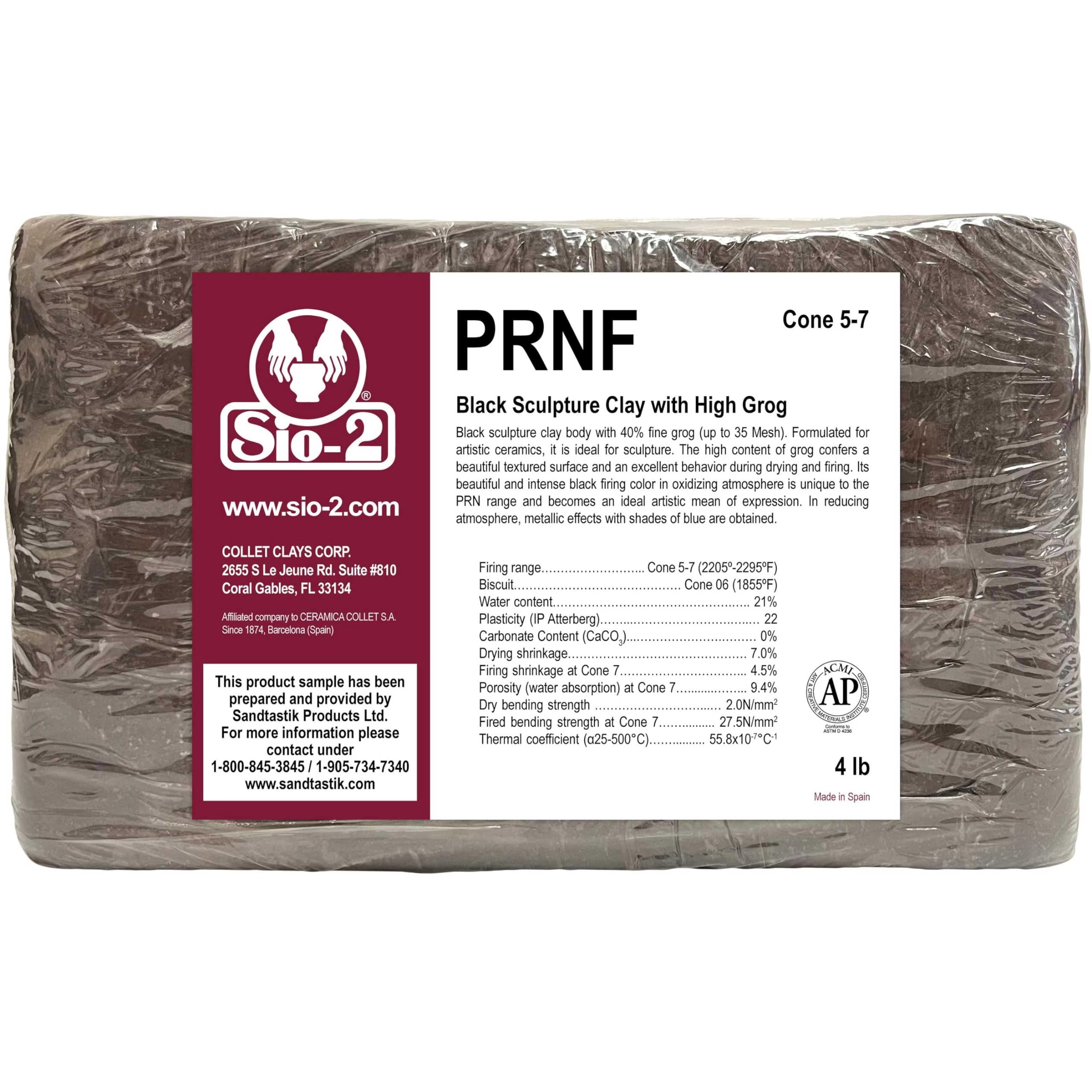 SIO-2 PRNF Black Sculpture Ceramic Pottery Clay | 4 lb, Cone 5-7 | High ...