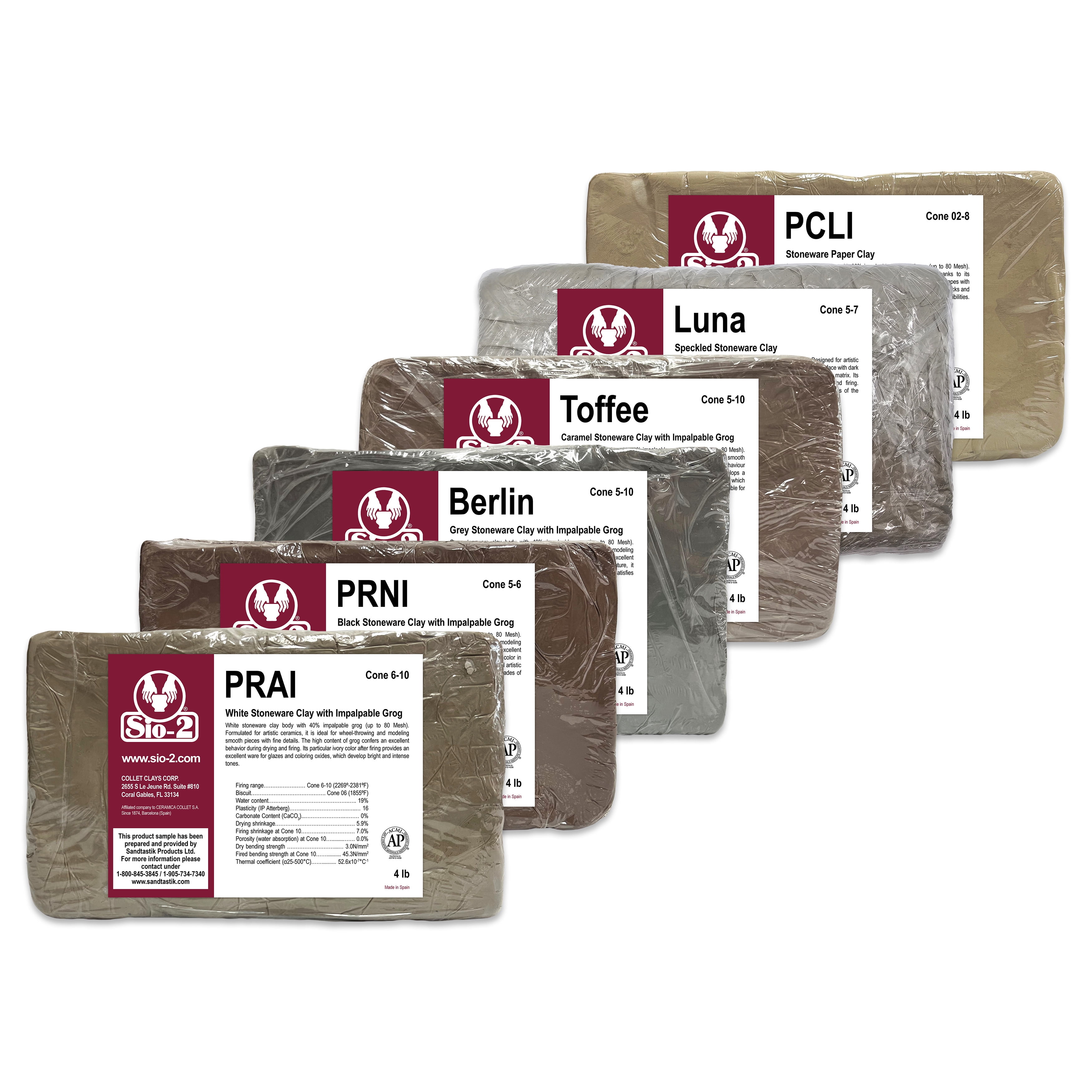 SIO-2 Stoneware Ceramic Pottery Clay Assortment, 24 lb | PRAI, PRNI ...