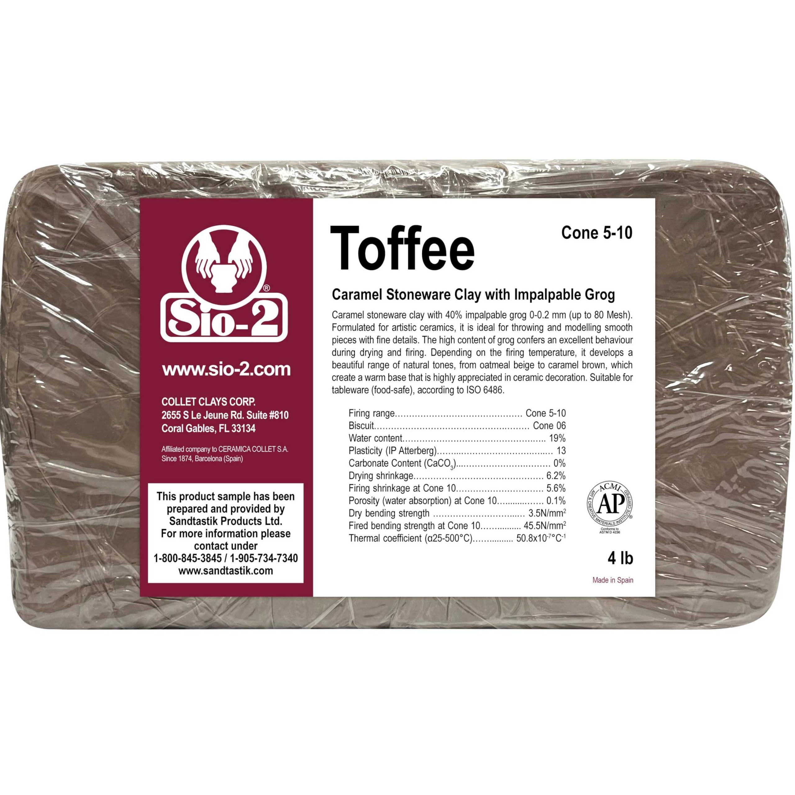 SIO-2 Toffee Caramel Stoneware Ceramic Pottery Clay | 4 lb, Cone 5-10 ...