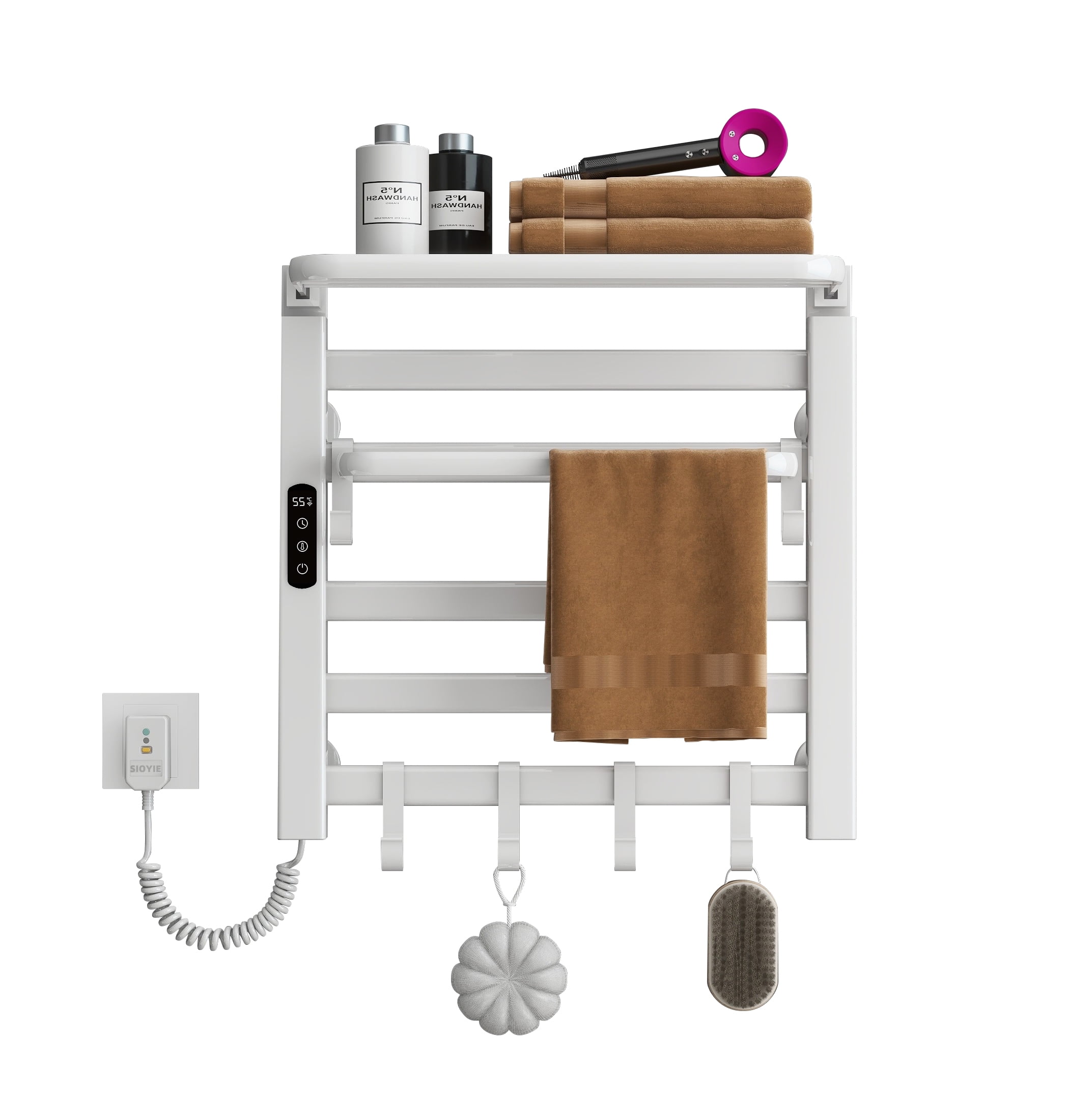 SIOYIE Towel Warmer Bathroom Wall Mounted 5 Bars Electric Towel Drying ...
